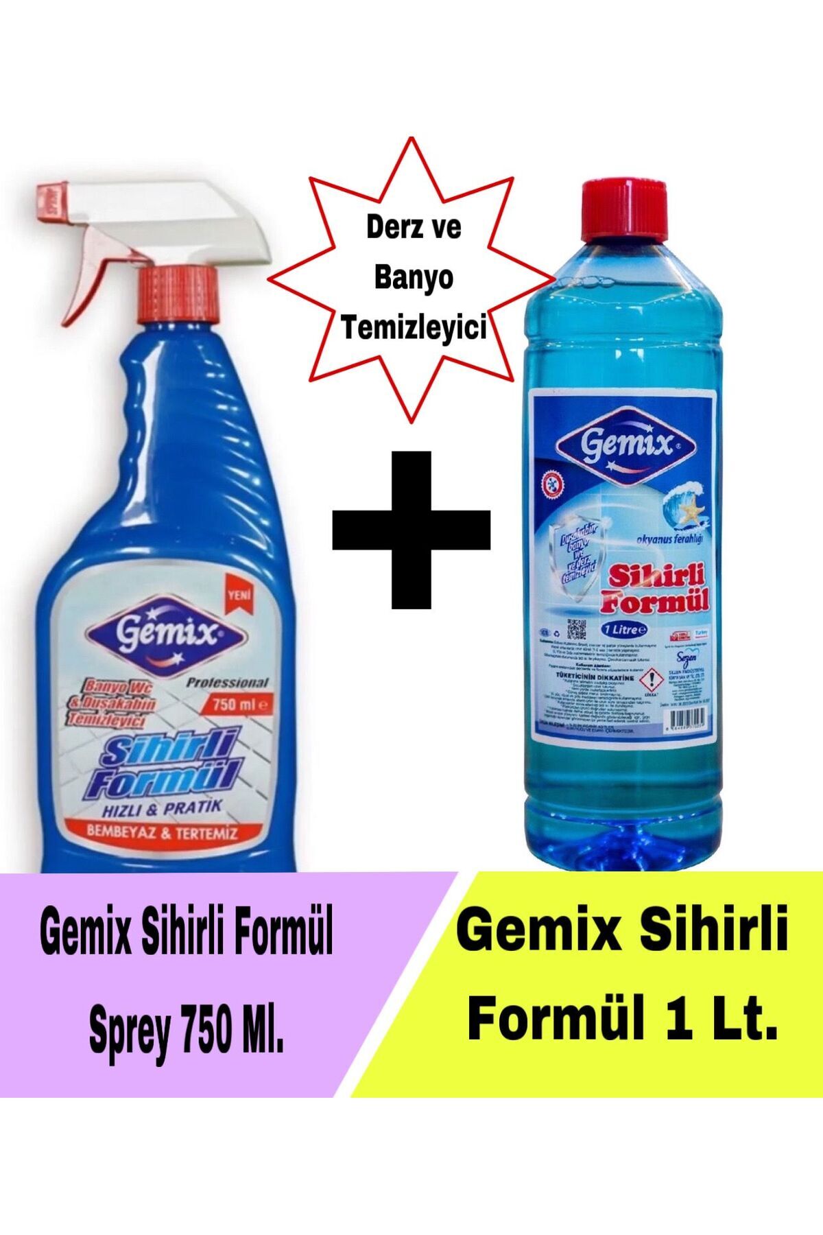 GEMİX Gemix Derz Temizleyici Sihirli Formül Mavi Su 750 ml + 1000 ml ...