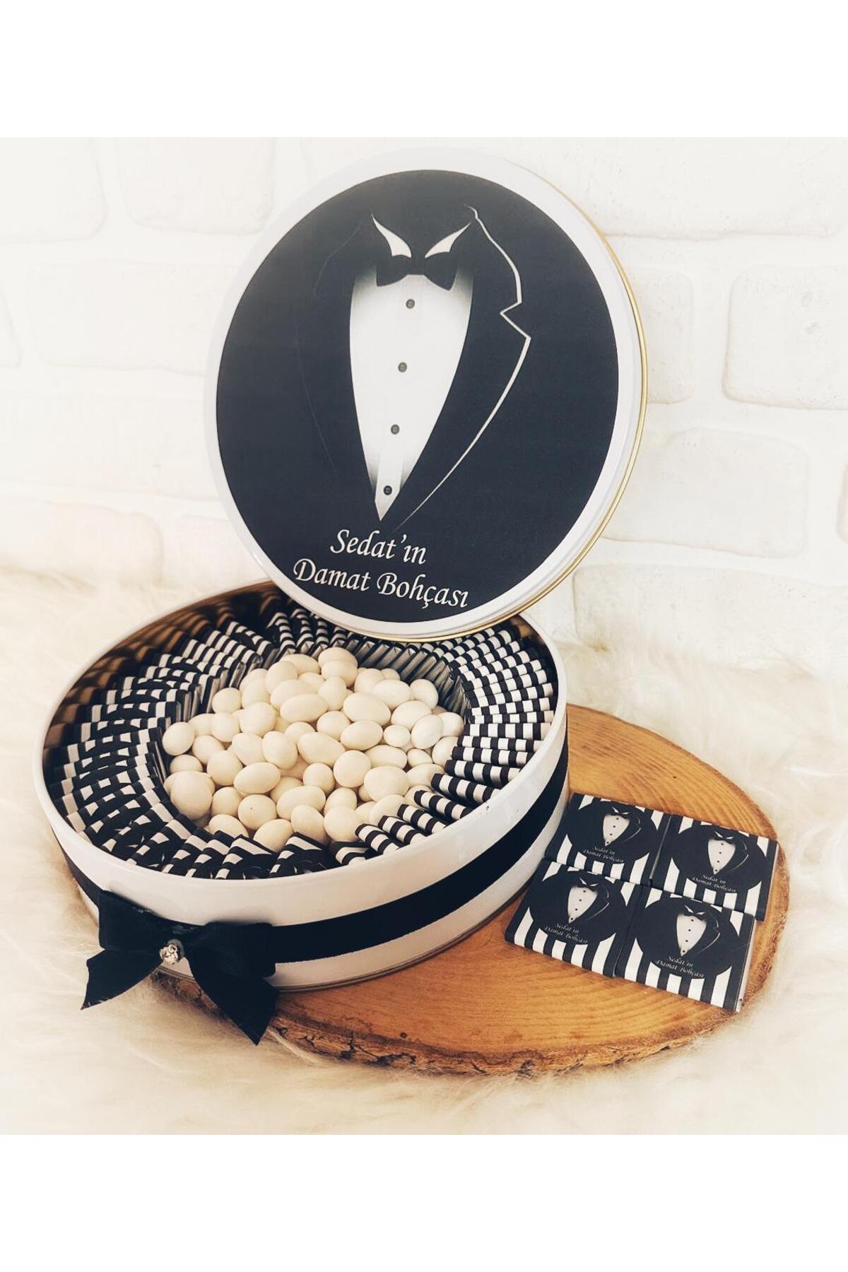 BUGİTO 100 Adet + 200 GR Draje Isme Ozel Damat Bohcasi Hediyelik ...