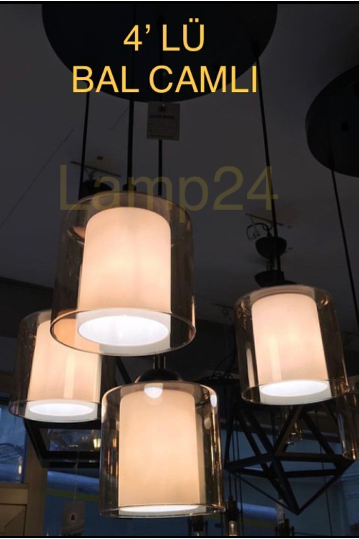 Lamp24 Eve Serisi 4’lü Modern Sarkıt Avize - Bal Camlı - Fiyatı, Yorumları