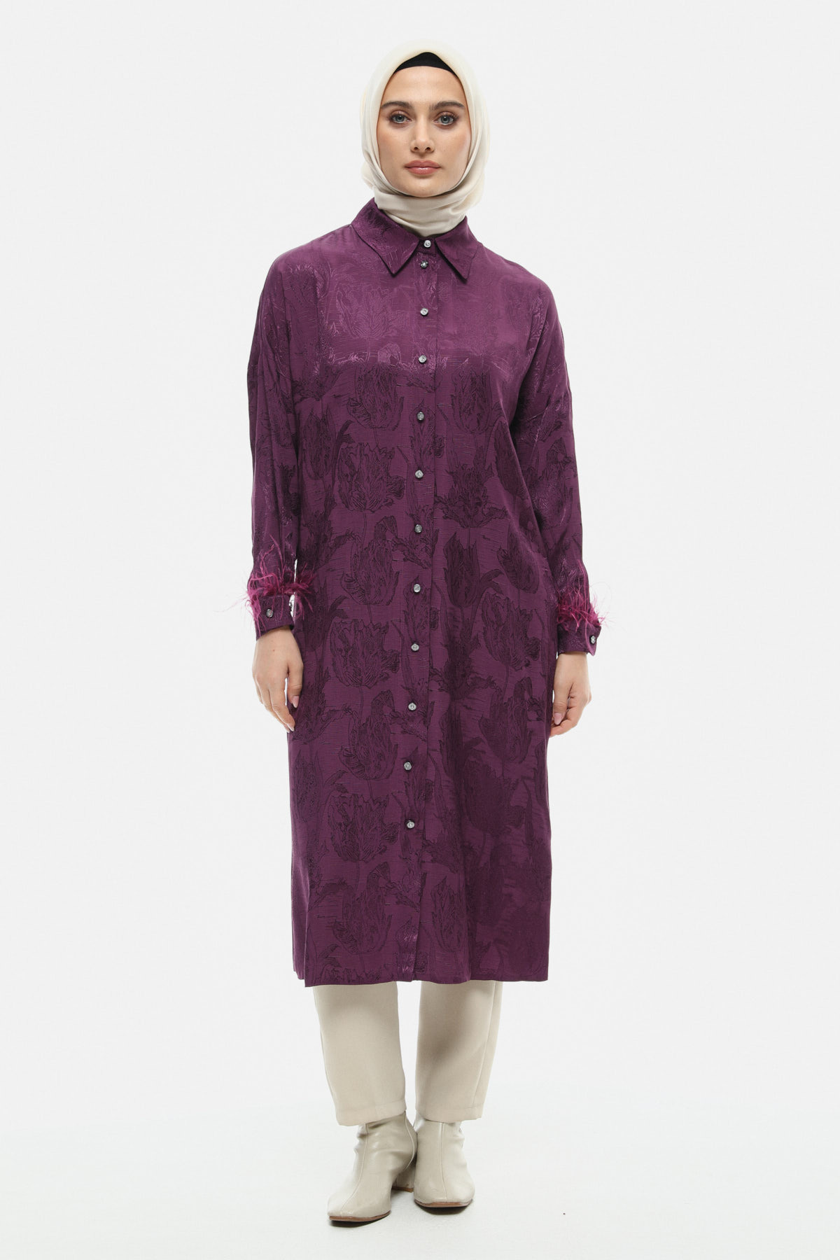 Setrms Mürdüm Tüy Detaylı Şık Düğmeli Uzun Tunik 2514103 Fiyatı ...