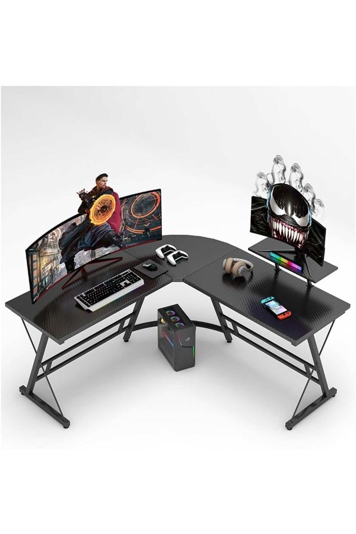 ALMUFARREJ L-Shaped Gaming Table, Home Gaming Desk, Writing Workstation ...