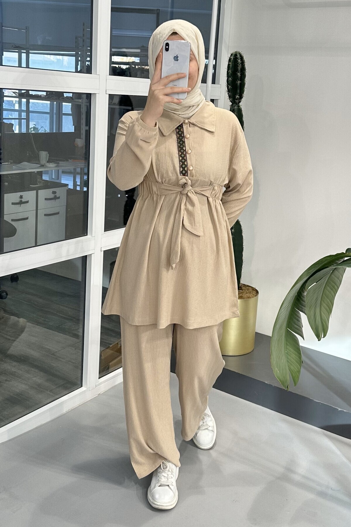 ModaSelin MS204 Nakış Detaylı İkİli Bej Takım - Fiyatı, Yorumları