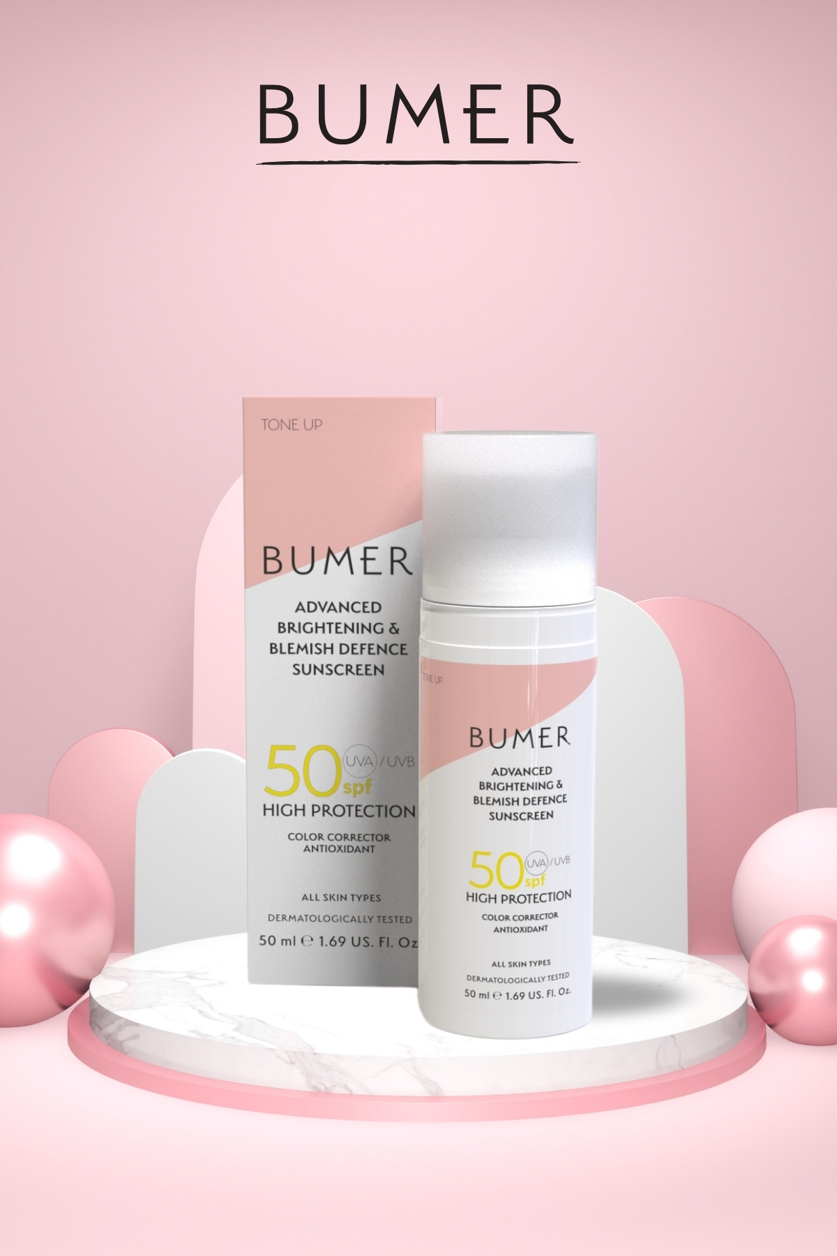 BUMER Pink Tone Up Aydınlatıcı Cilt Tonu Eşitleyici Leke Karşıtı Spf 50 ...
