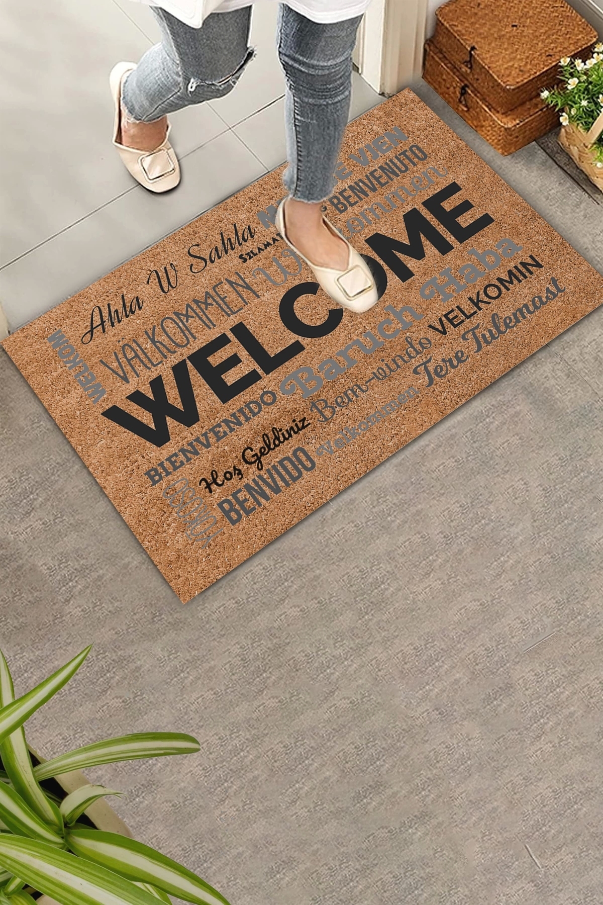 Valerine Life سجادة ترحيب باللون البني - باللغات العالمية، مقاس 45 × 70 ...