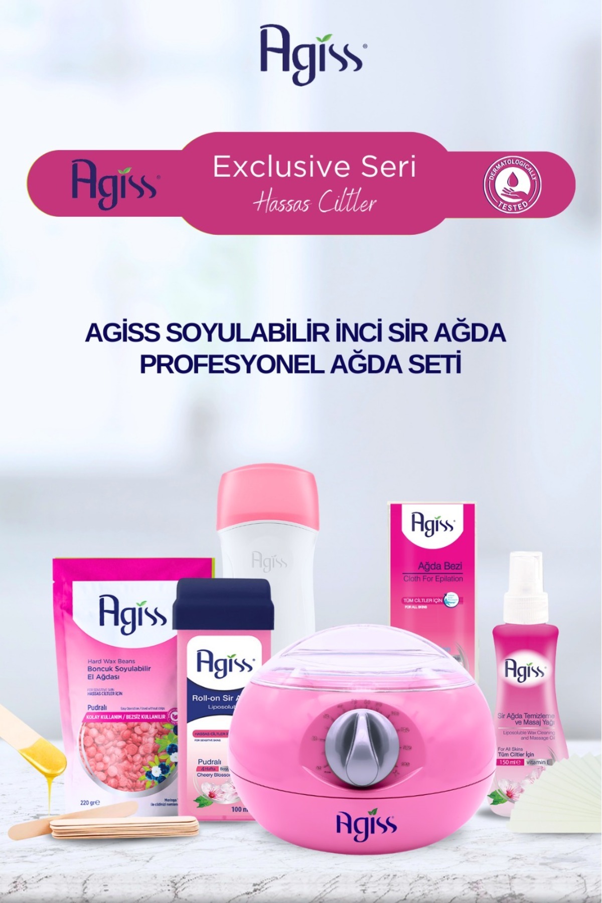 AGISS Exclusive Seri Hassas Ciltler İçin Soyulabilir İnci Sir Ağda Seti ...