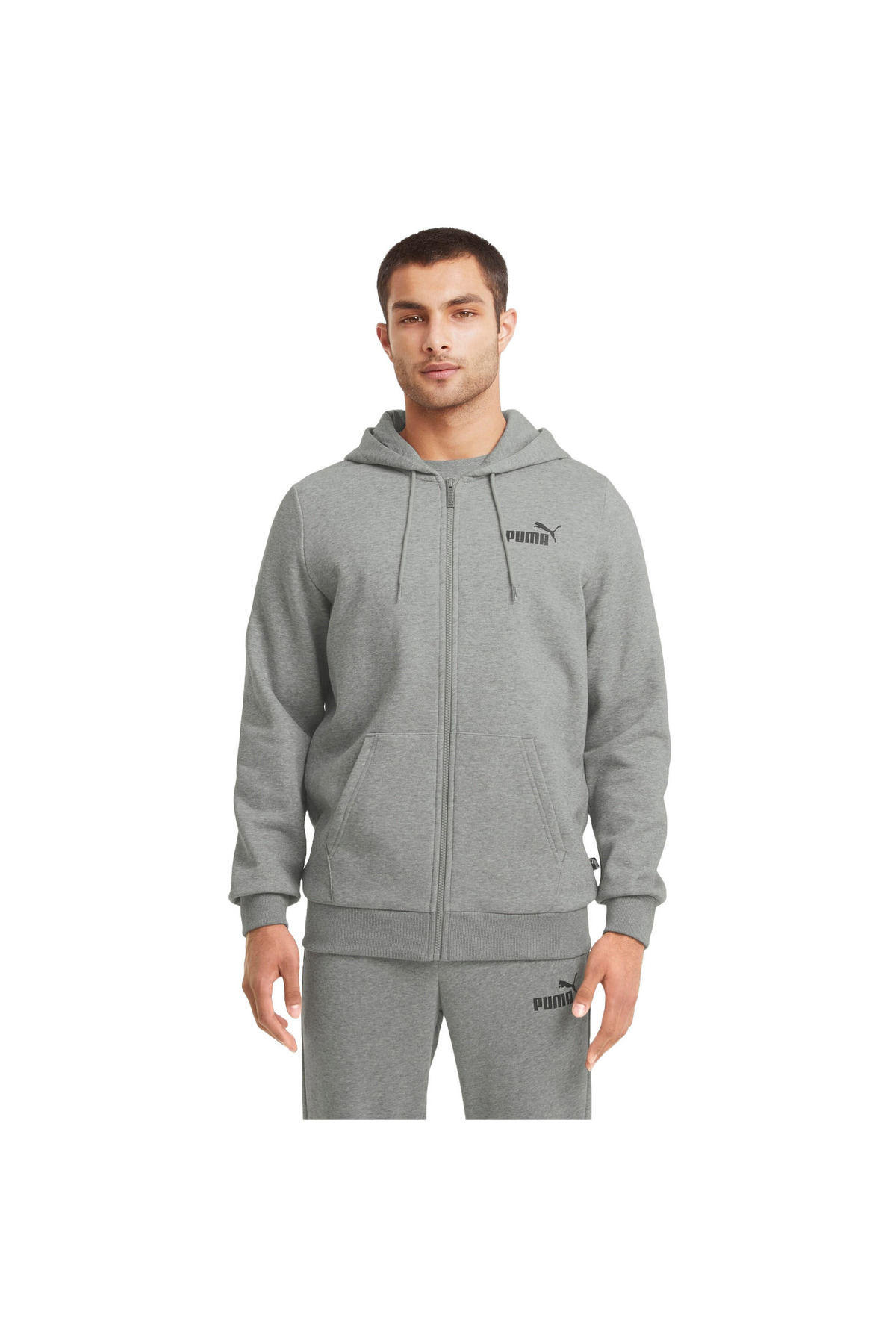 Puma Hood Puma Essentials Full-Zip Logo, Gray, Men- Trendyol