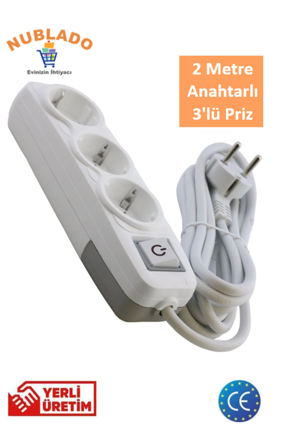 nublado Grup Priz 3'lü - (2 METRE) Anahtarlı Topraklı Seyyar Ara ...