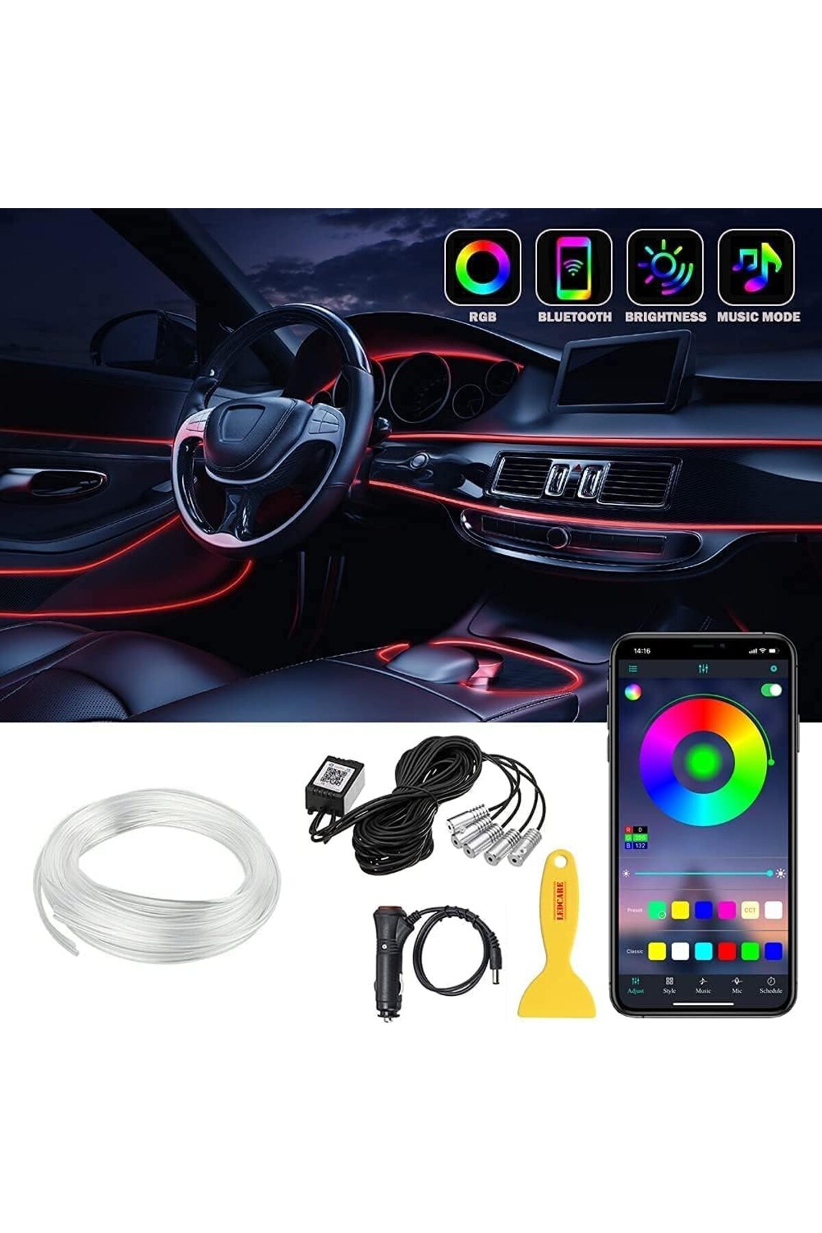 Arabest Car LED Strip Lights, Multicolor RGB Car Interior Lights ...