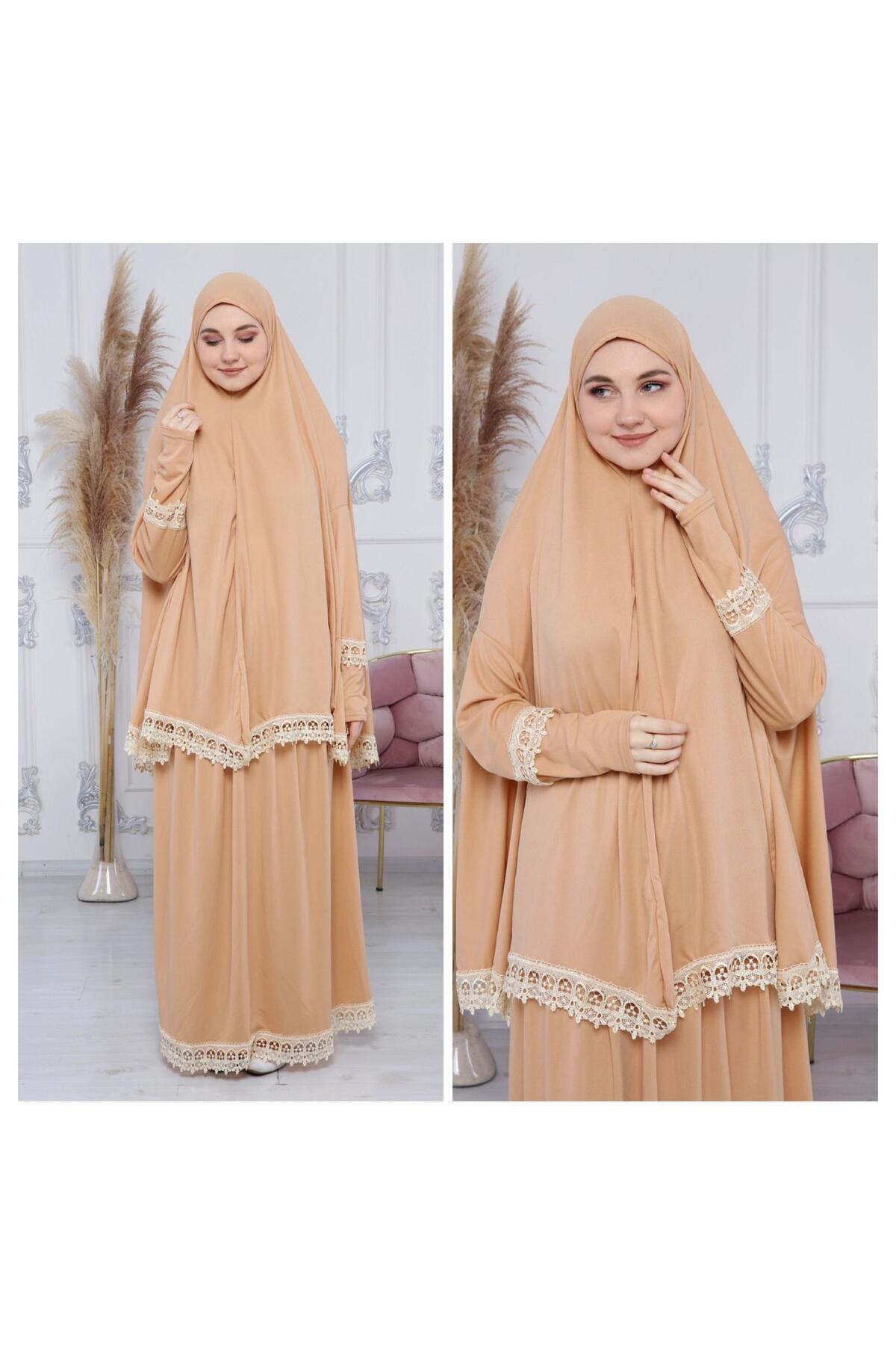 RENGARENG 2 Parça Küpürlü Namaz Elbisesi Jarse Kumaş - Fiyatı, Yorumları