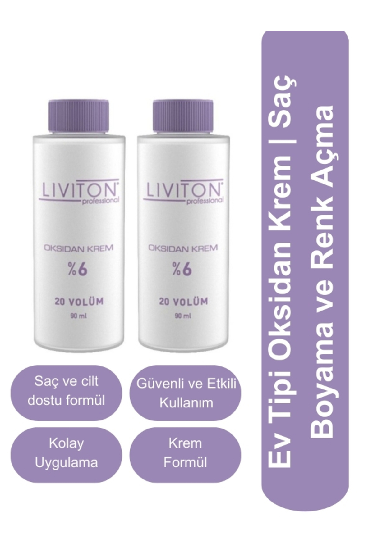 Liviton Professional Ev Tipi Oksidan Krem - %6 20 Volume, 2 X 90 ml ...