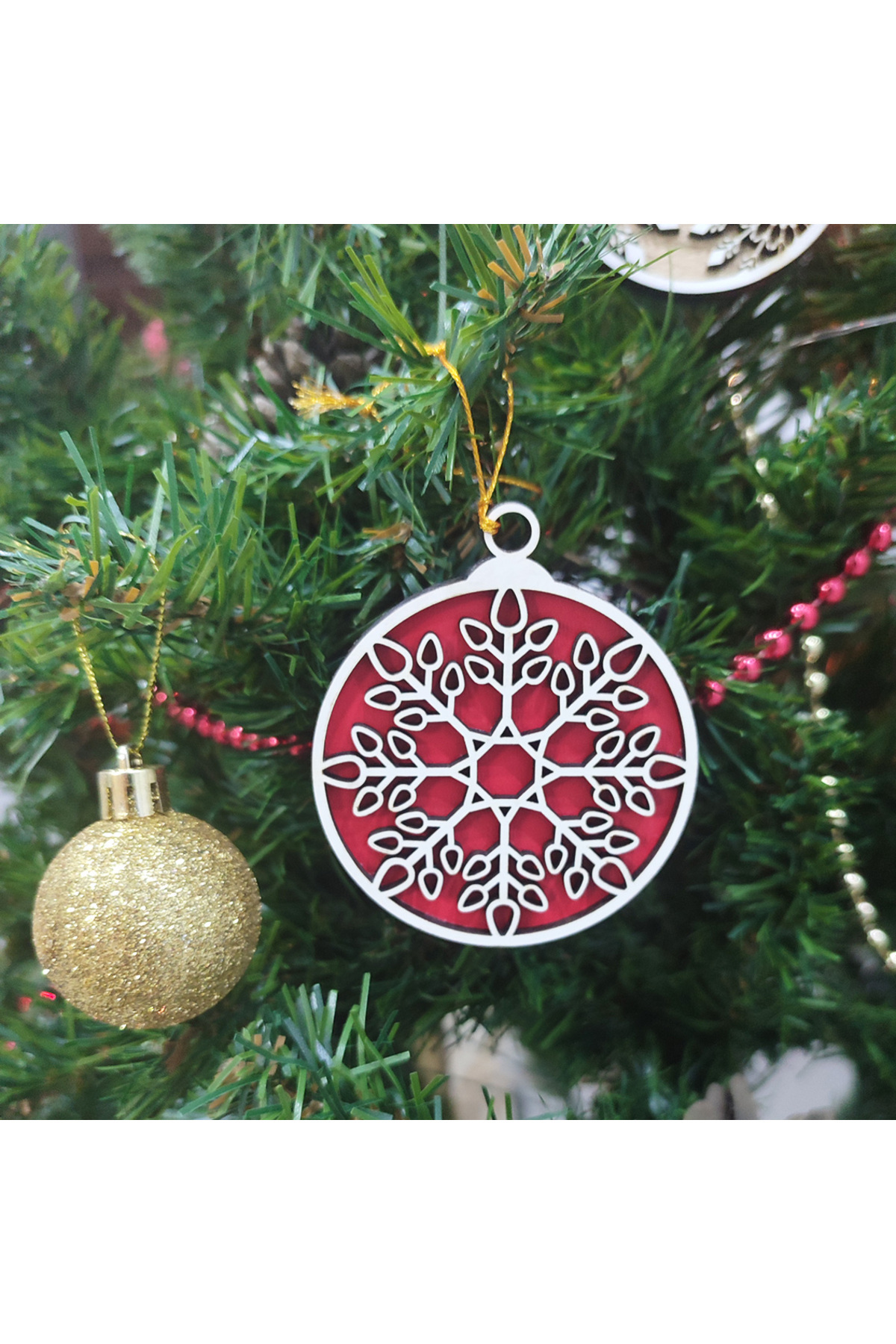 Lazer FM Ahşap Yılbaşı Ağacı Süsleri - Kırmızı/Yeşil Rengi Karışık ...