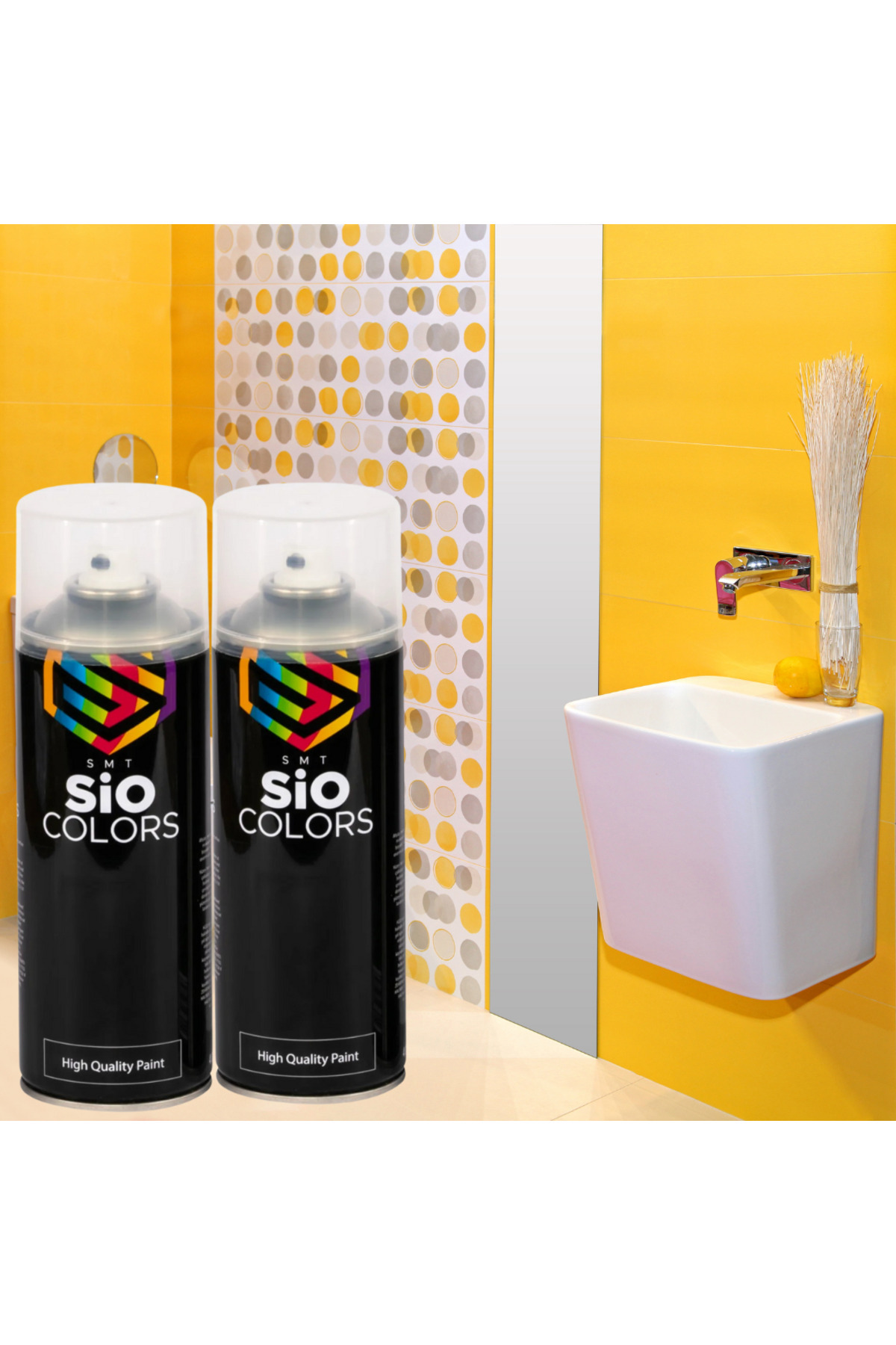 sıocolors SIVIYA DAYANIKLI LAVABO-BANYO-FAYANS SARI&BEYAZ TASARIM SPREY ...