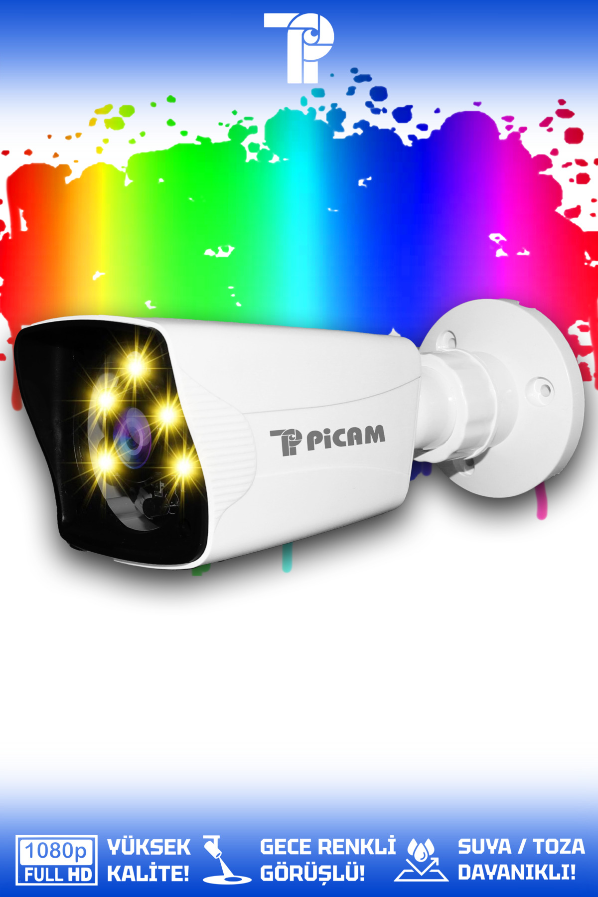 PICAM 1 Kare Kamera Bullet Dış Mekan Full Hd Renkli Gece Görüşlü Warmled Kameralı Ahd Güvenlik ...