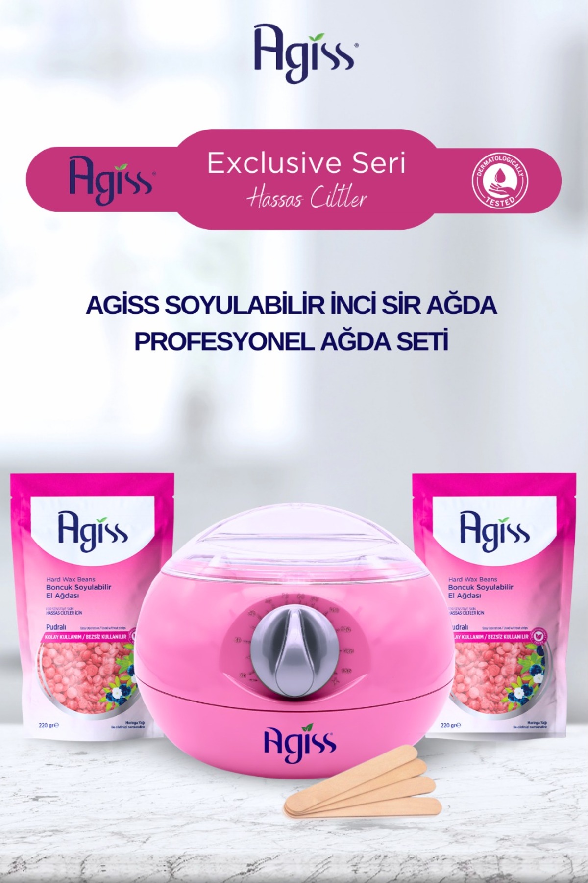AGISS Exclusive Seri Hassas Ciltler İçin Soyulabilir İnci Sir Ağda Seti ...