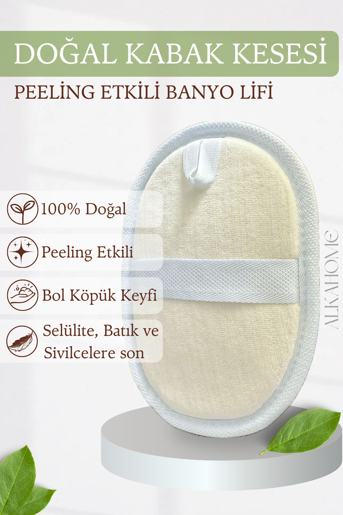 ALKA HOME Doğal Kabak Kesesi Organik 2li Banyo Lif Peeling Kabak Lifi ...