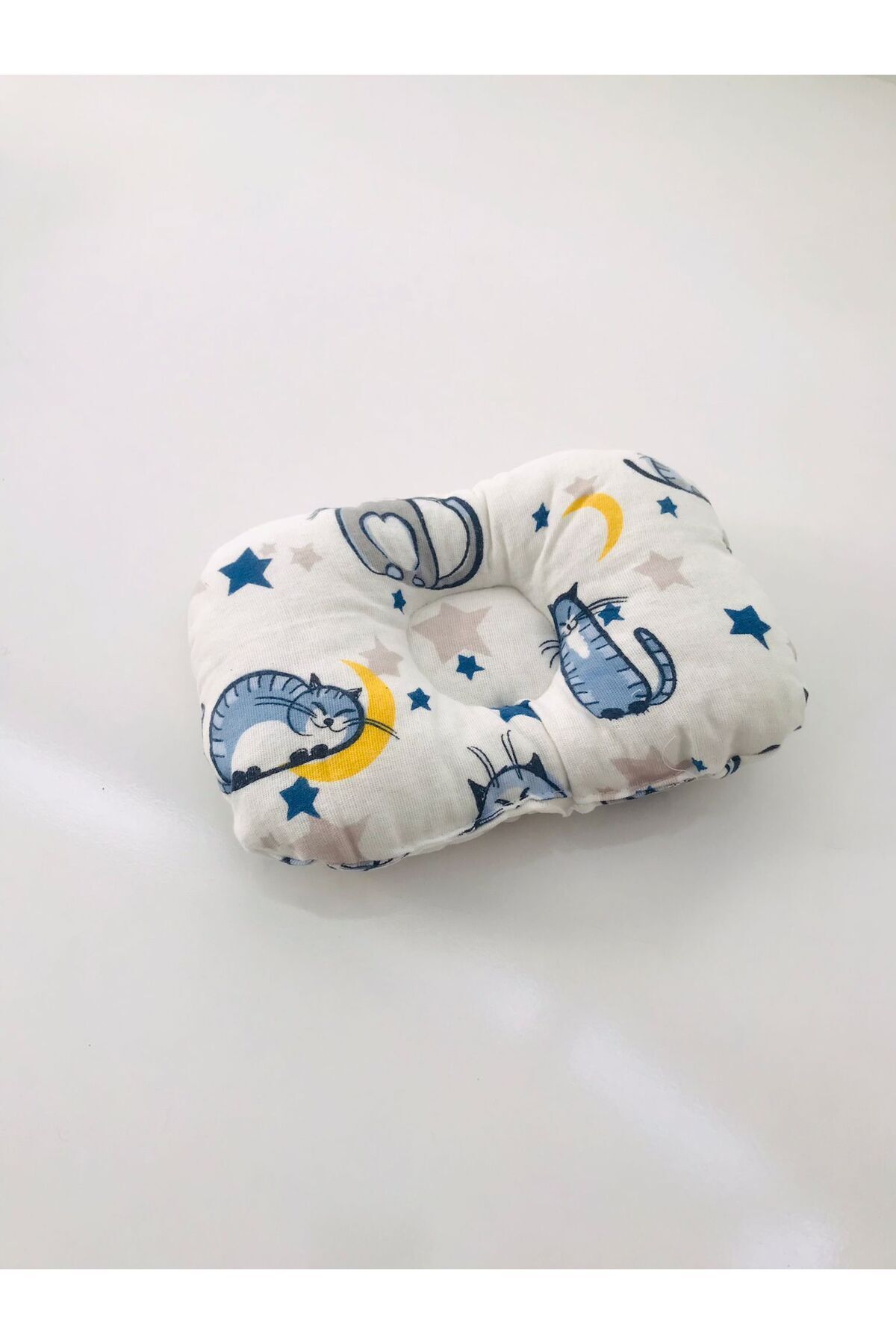 Jaju Baby Mavi Kedi Desen Düz Kafa Yastığı Kafa Şekillendirici Bebek ...