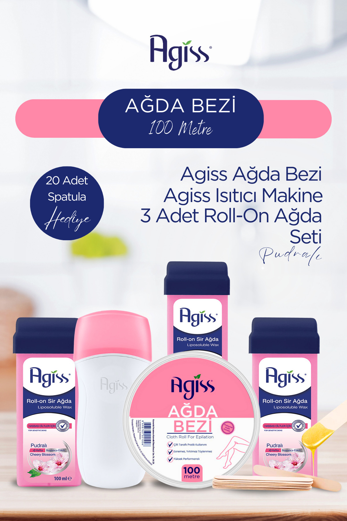 AGISS 3 Adet Kartuş Roll-on Ağda Isıtıcı Ağda Makinesi 100 Metre Ağda ...