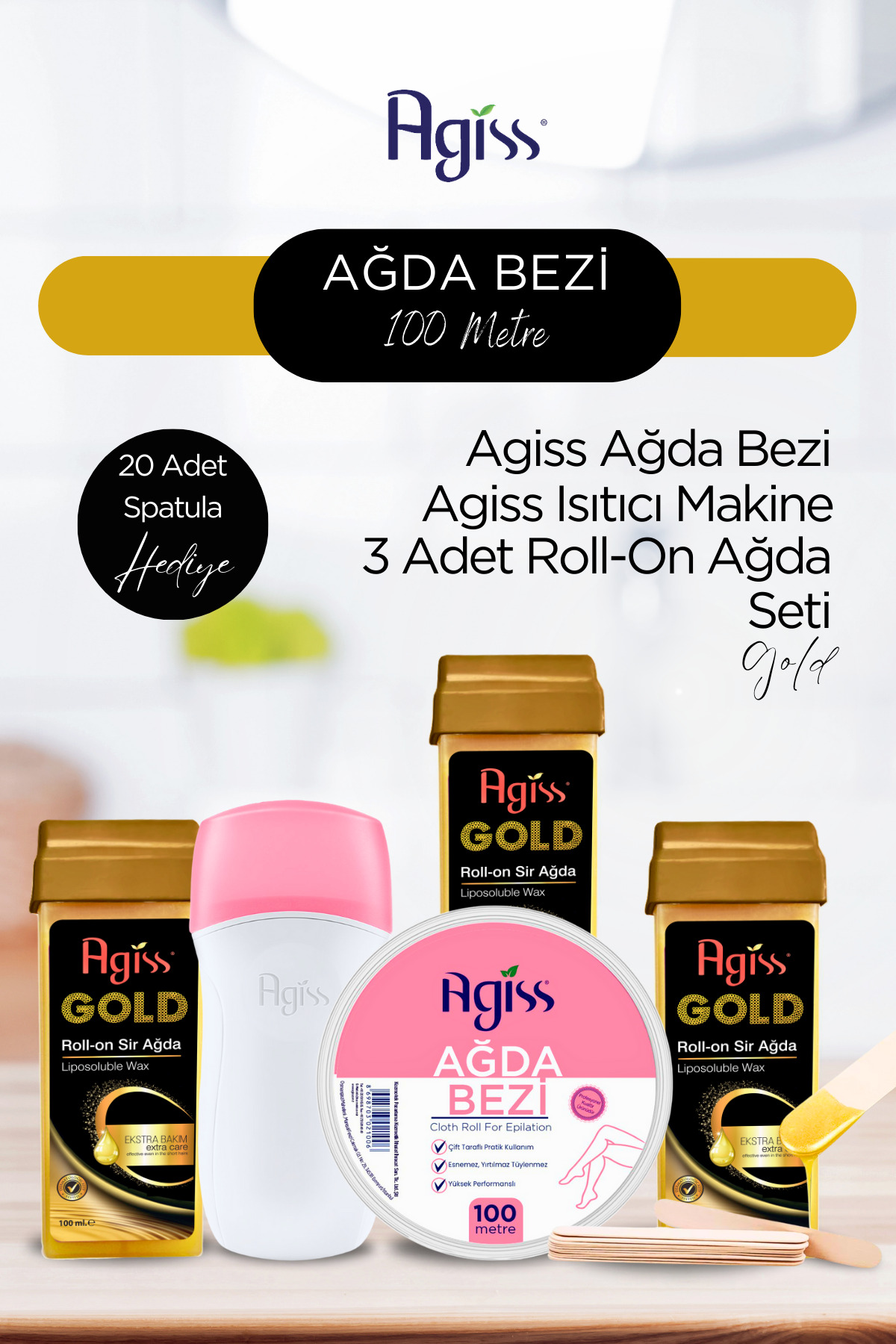 AGISS 3 Adet Kartuş Roll-on Ağda Isıtıcı Ağda Makinesi 100 Metre Ağda ...