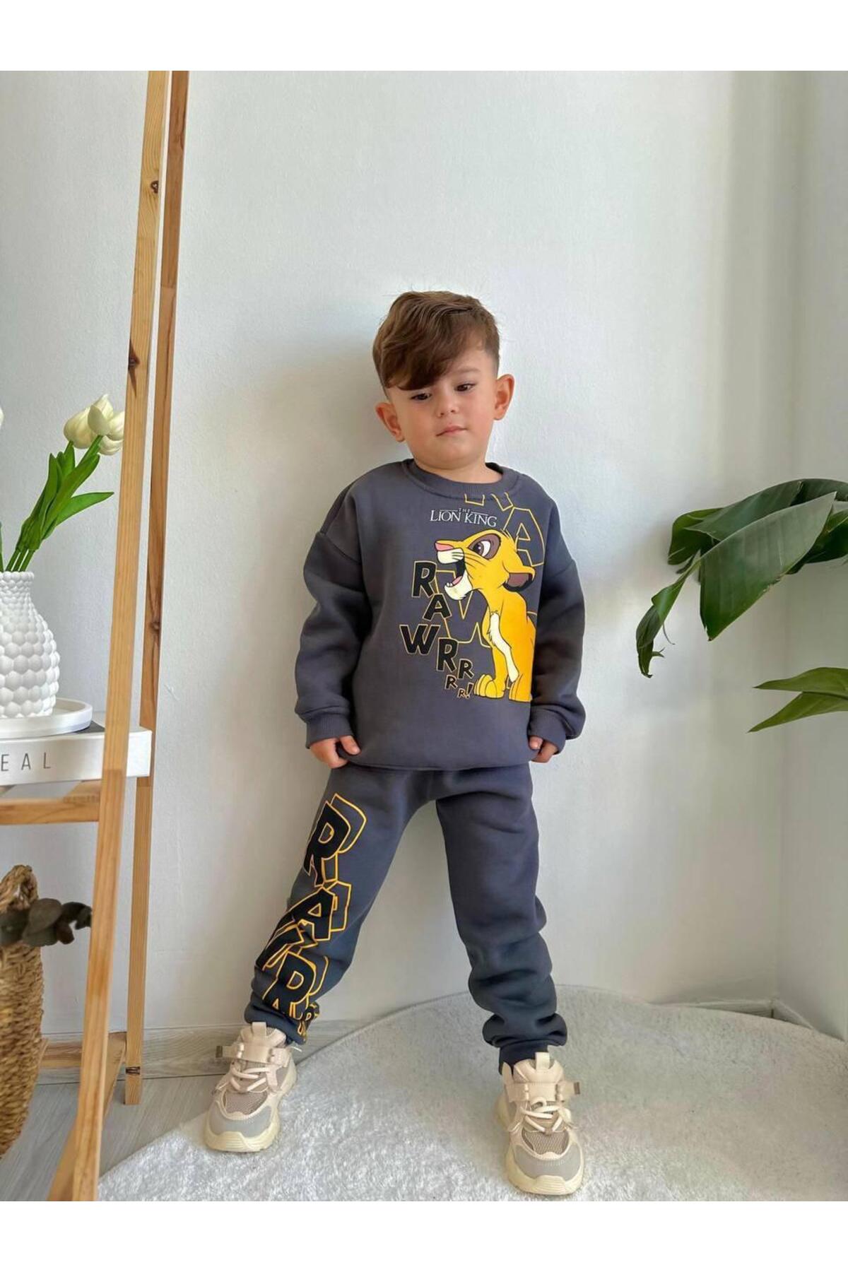 Narin kids Aslan Kral Detaylı Kışlık Erkek Çocuk Tarz Eşofman Takımı ...