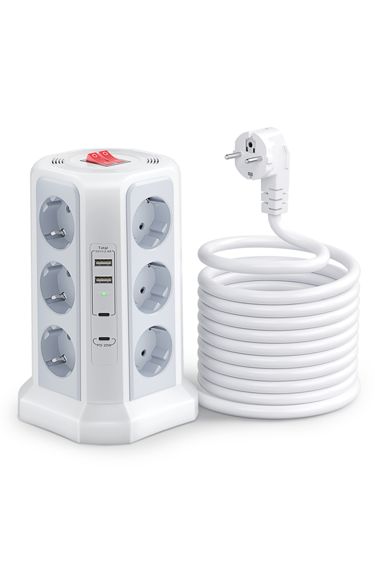 Choice 12-bit multi-socket power board 4000W16A, 2 USB A and 2 USB C ...