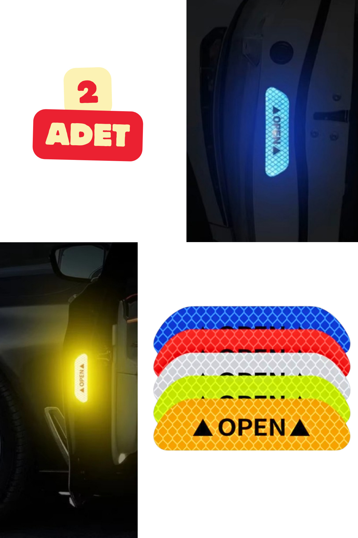 Vekorr 2 Adet Rekletfir Araç Bagaj Yan Kapısı Sticker Işık Yayıcı ...