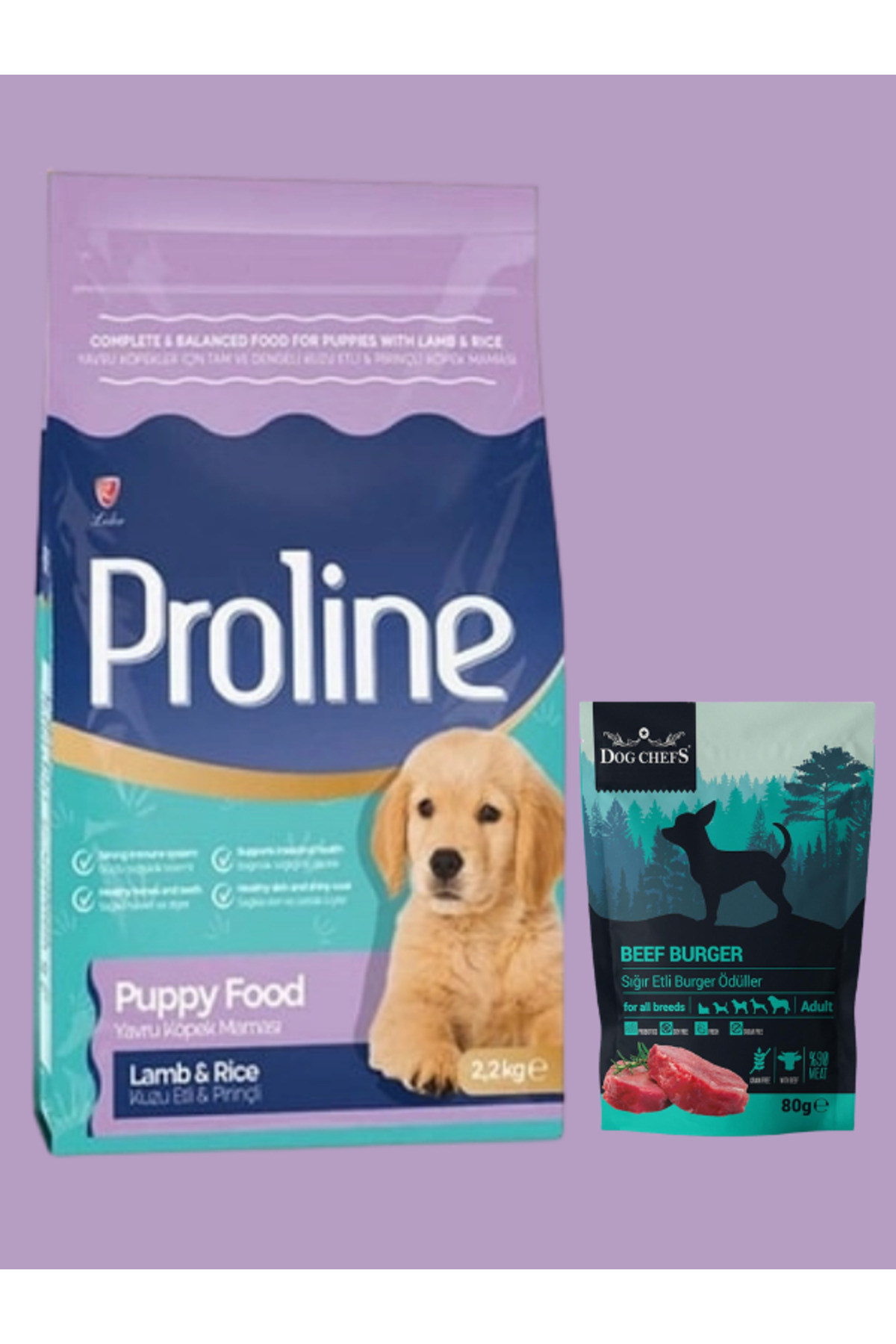 Proline Puppy Tavuklu Yavru Köpek Maması 2.2 Kg + Dog Chefs Beef Burger ...