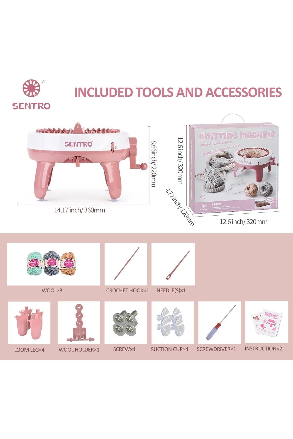 SENTRO Örgü Makinesi 40 İğne İlmek Orta Boy Kolay Örgü Çocuk ve ...