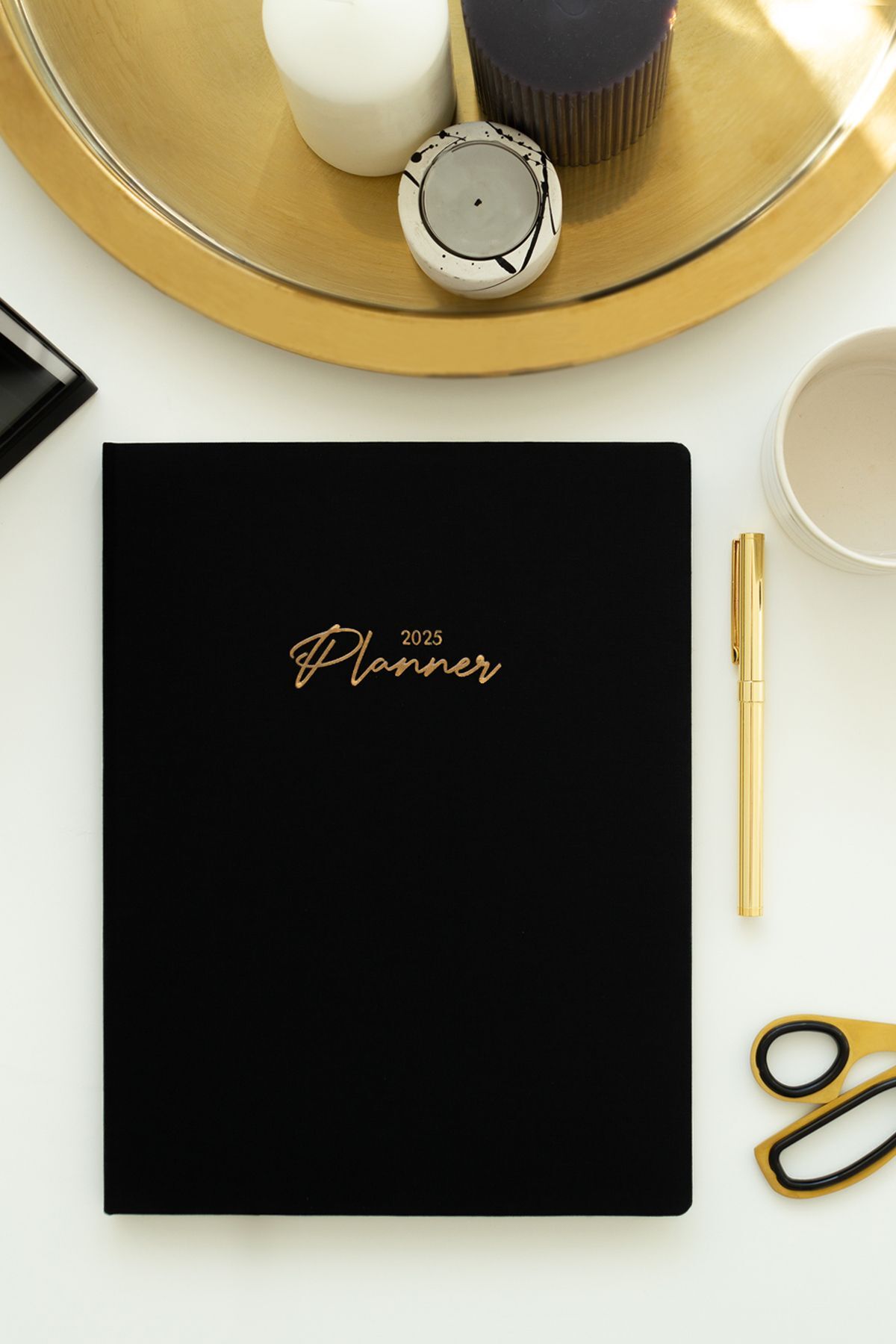 Matt Notebook 2025 Yılı 20x27 cm Keten Haftalık Planlayıcı Ajanda Siyah ...