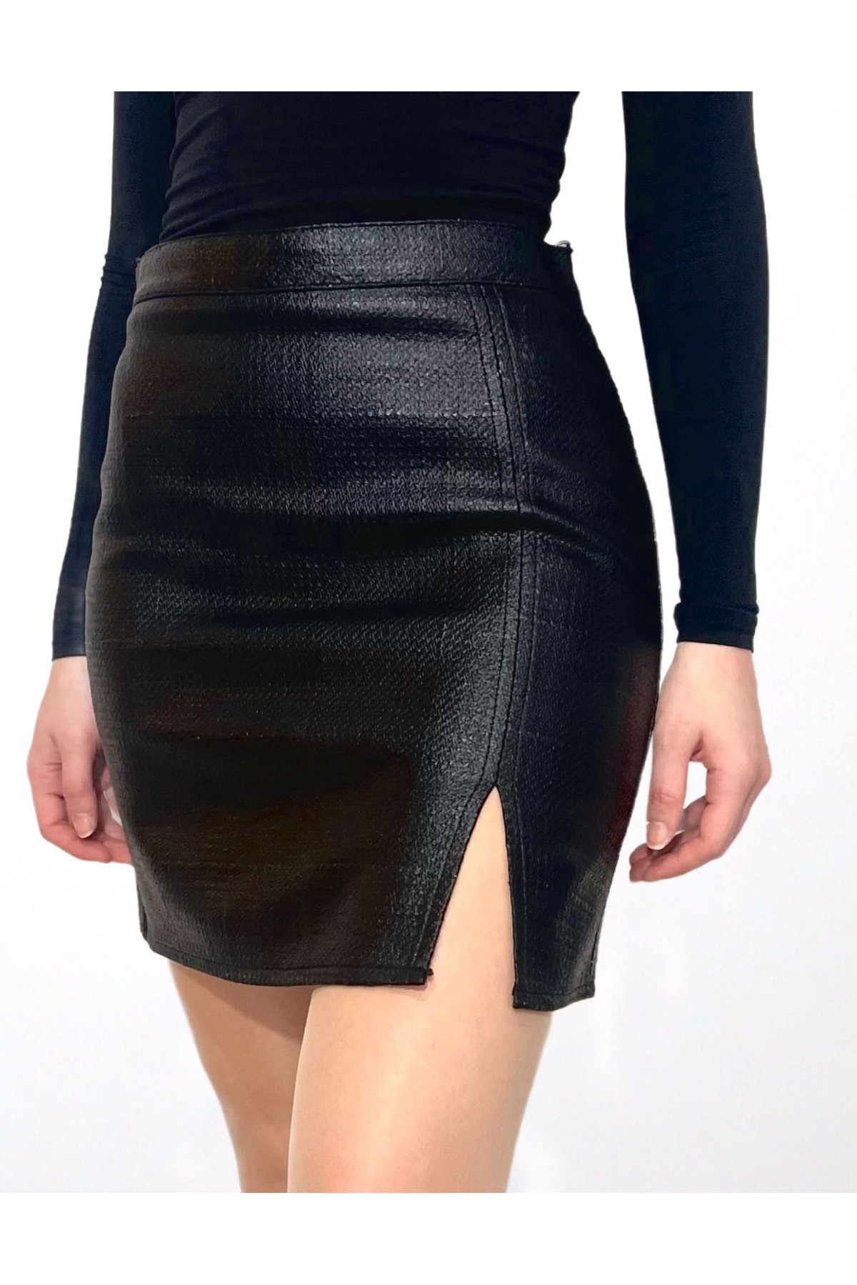 Mys Collection Siyah Yırtmaç Detay Kaplama Deri Etek Fiyatı, Yorumları ...