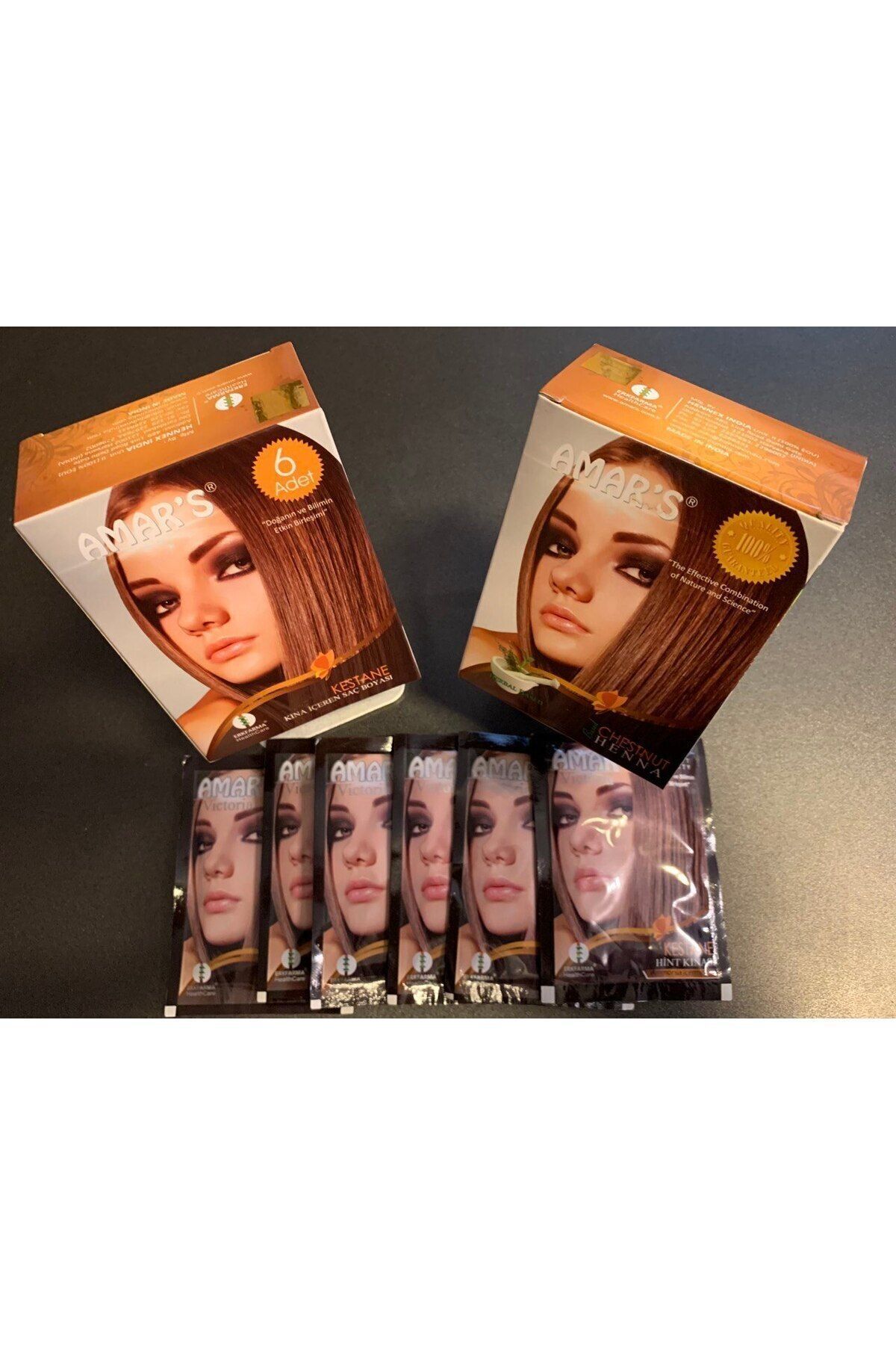 Amars Henna Kına Içeren Saç Boyası Kestane Renk 6’lı 10g Paket- 1 Kutu ...
