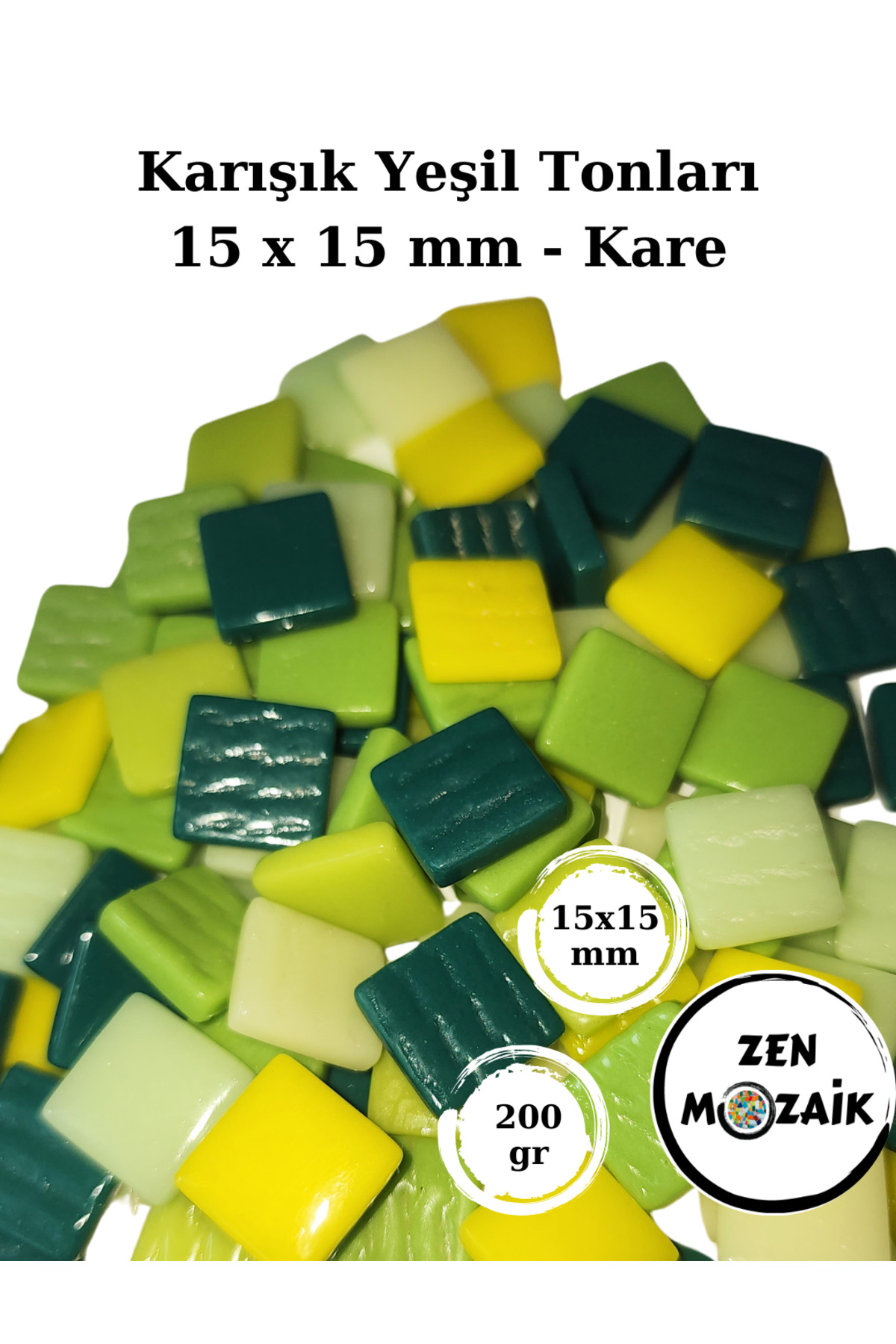 Zen Mozaik Sanatsal Mozaik Çalışmalarınız için 15 x15 mm - Kare Cam ...
