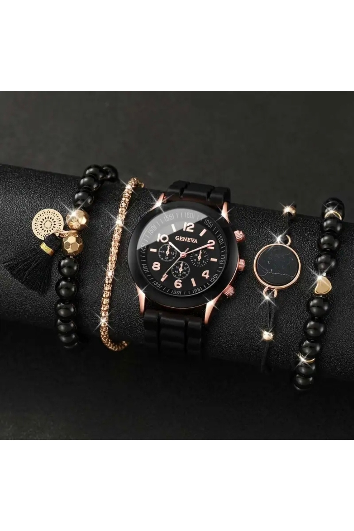 Geneva 5 Adet Kadın Saat ve Takı Seti 1 Kuvars Saat 4 Adet Bileklik ...