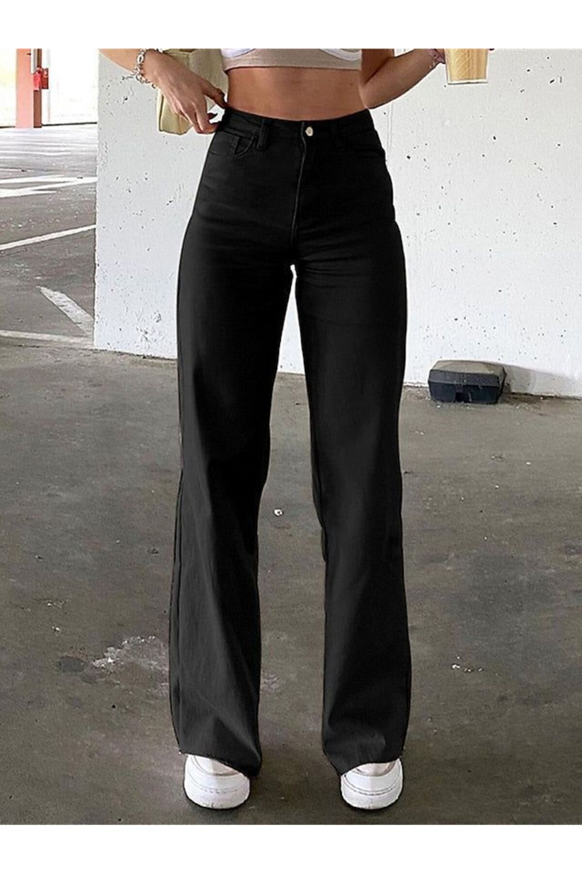 dossy dossy Kadın Simsiyah Solmaz Geniş Paça 90's Wide Leg Yüksek Bel ...
