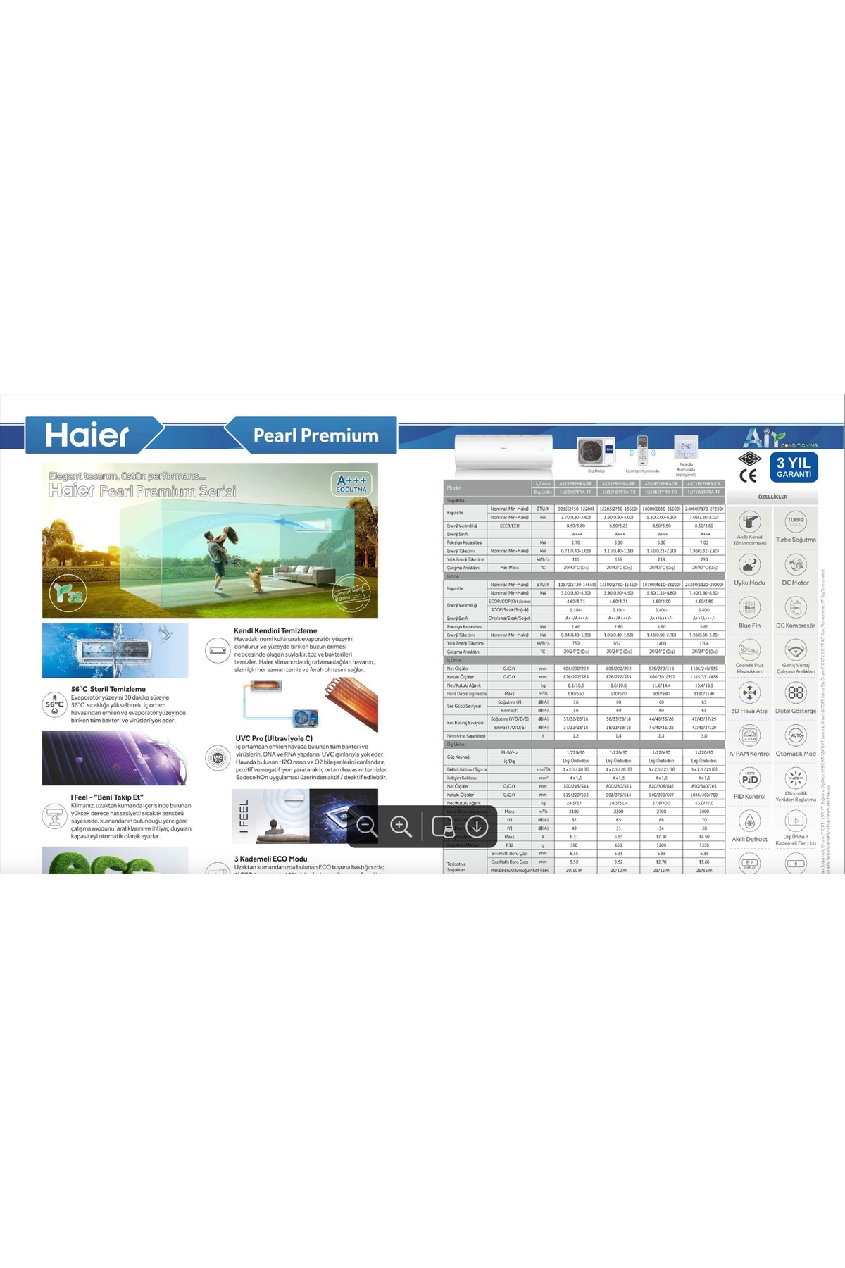 Haier klima Pearl Premium As35pbphra 12000 Btu A Duvar Tipi Split ...