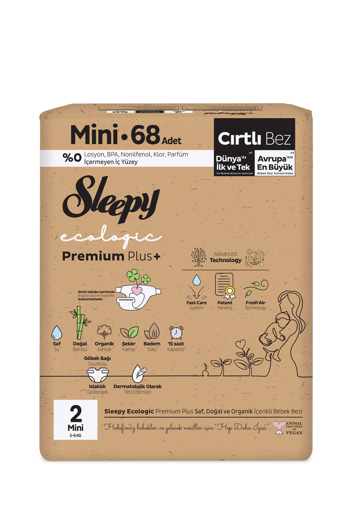 Sleepy Ecologic Premium Plus Ekonomik Paket Bebek Bezi 2 Numara Mini 68 ...