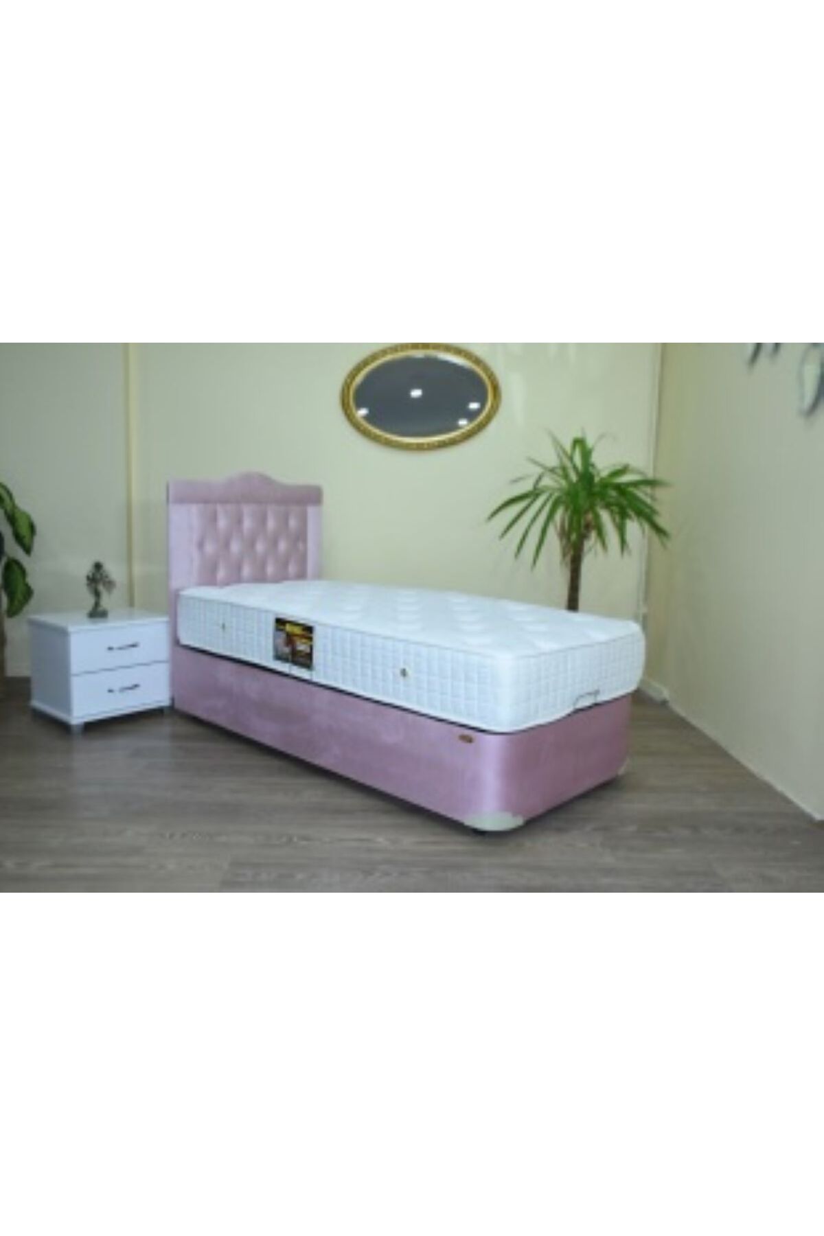 BENGİ TİCARET Baza Yatak Başlık 17499 Pembe Renk Çelik Kasa Full Ort ...