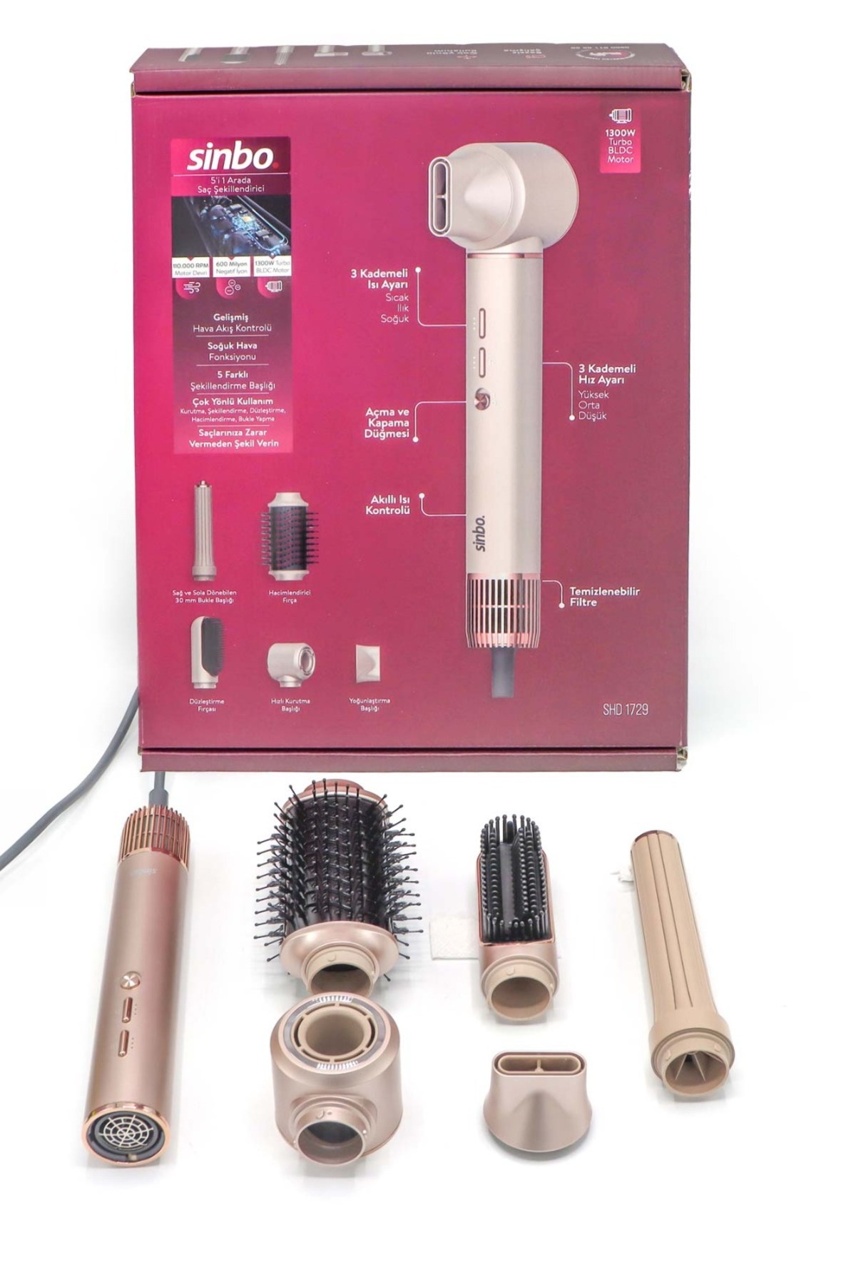 Sinbo Pro Airwrap Compact Uzun Multi-styler, Hava Üfleme 5in1 Saç ...