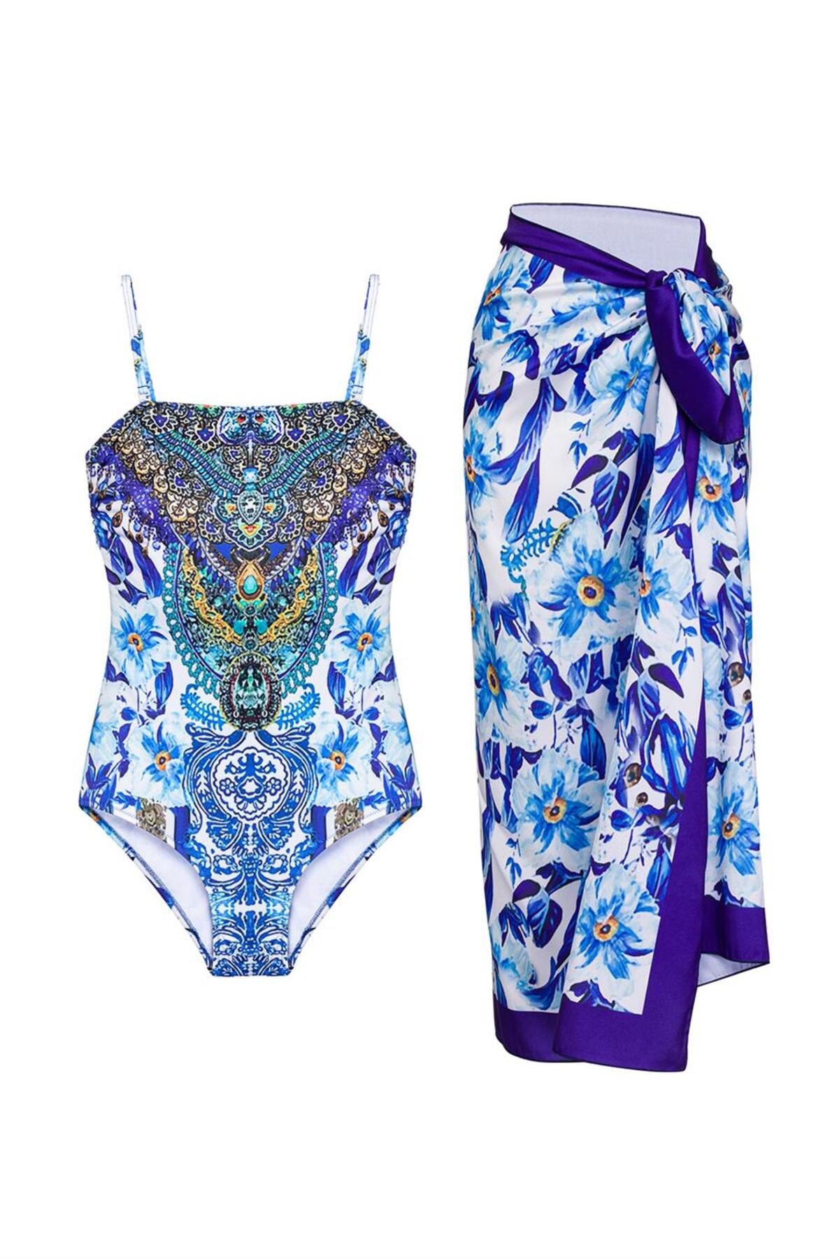 SAILOR moda Starless Swimsuit with Pareo- Trendyol