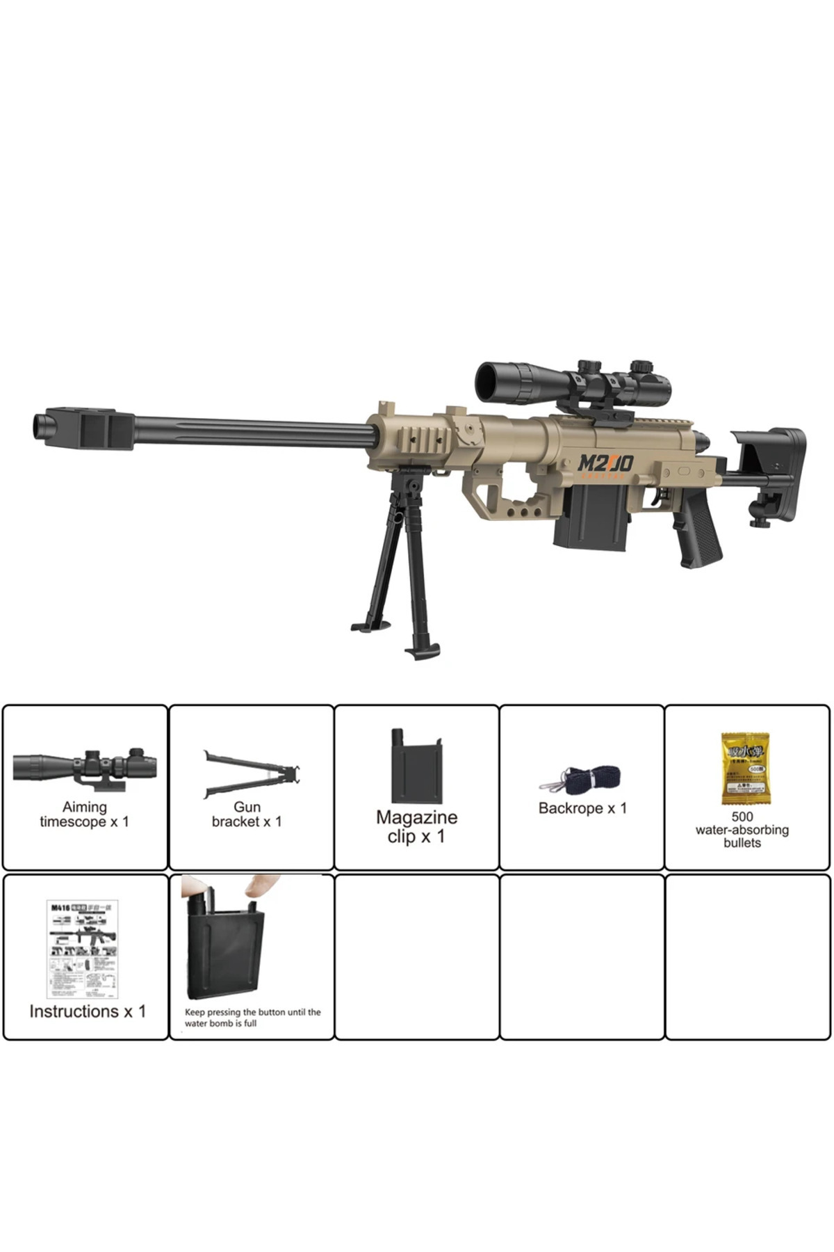 Techmarketi Yeni Sıradışı Metal silah Keskin Nişancı Jel boncuklu Silah ...