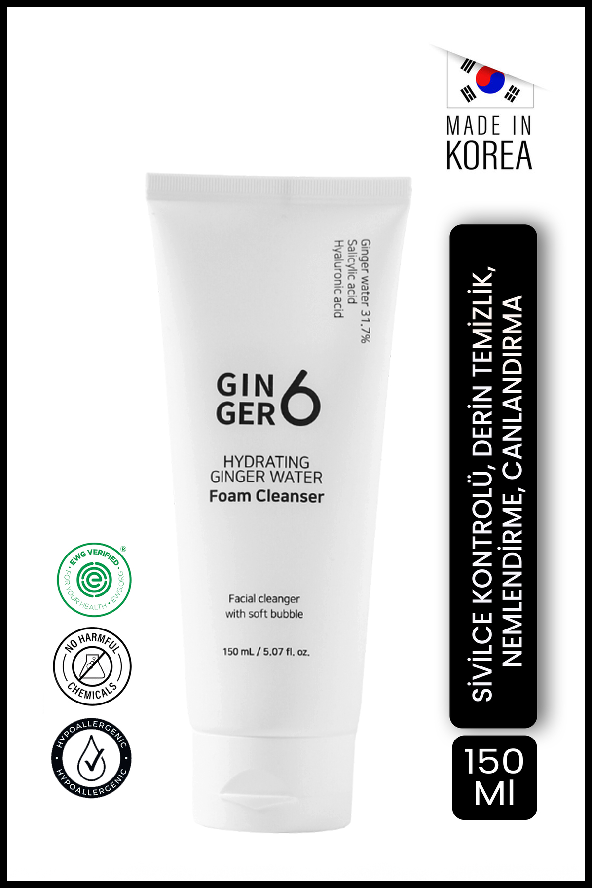 Ginger6 Yüz Temizleme Köpüğü 150 Ml|sivilce Karşıtı, Nemlendirici ...