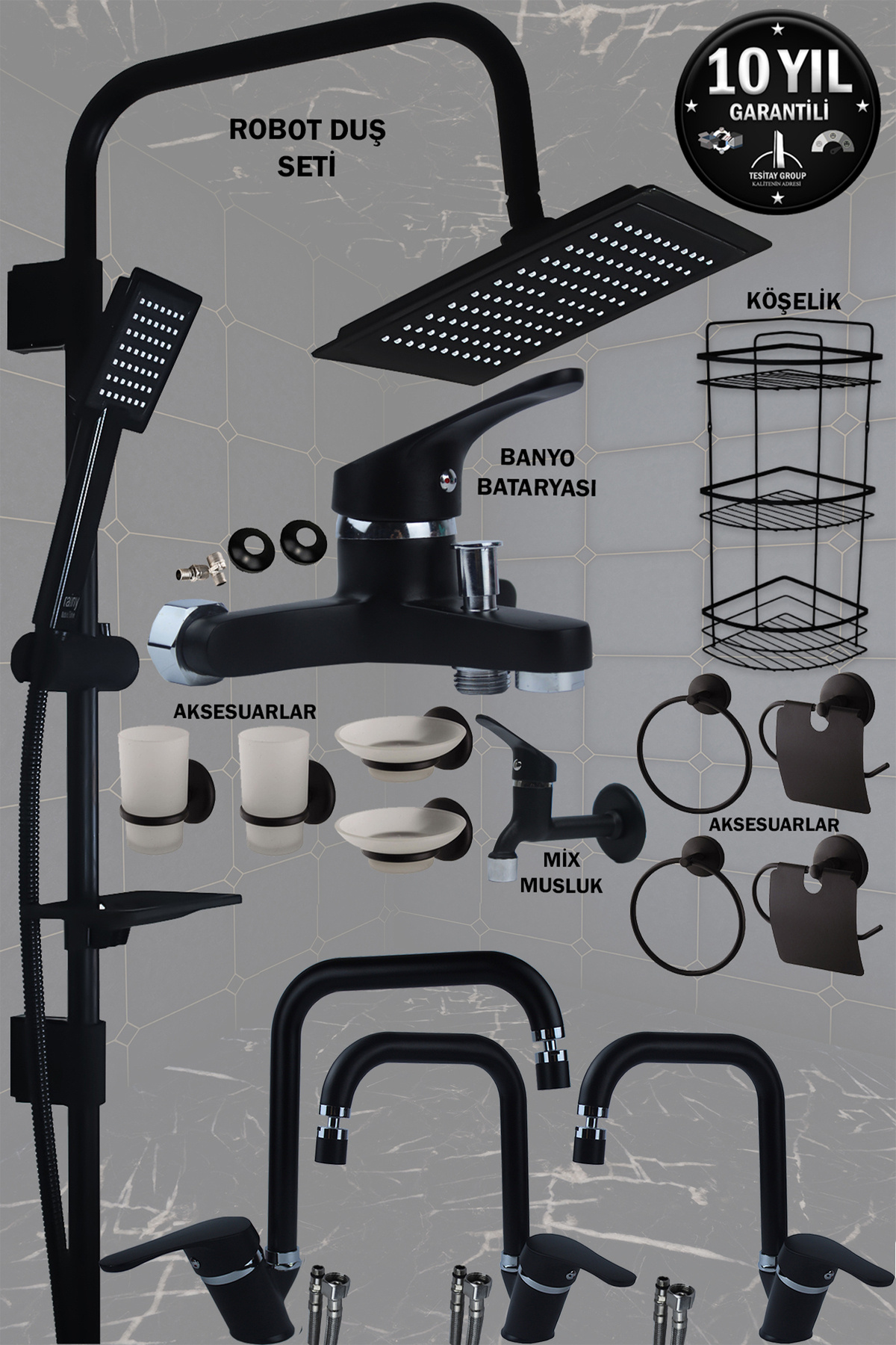 tesitay Mutfak, Lavabo, Banyo Bataryası Siyah Renk Eviye Musluk Armatür ...