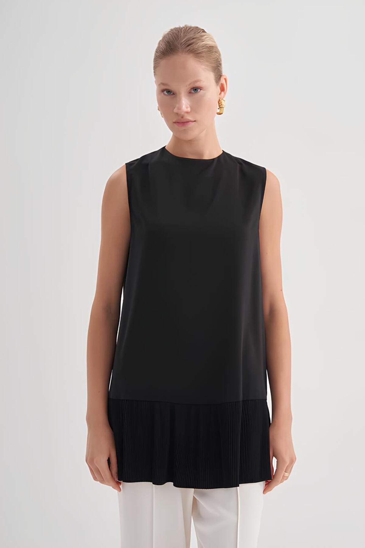 MODANIN YERİ Piliseli Kolsuz Tesettür İçlik Gömlek Pliseli Pileli ...