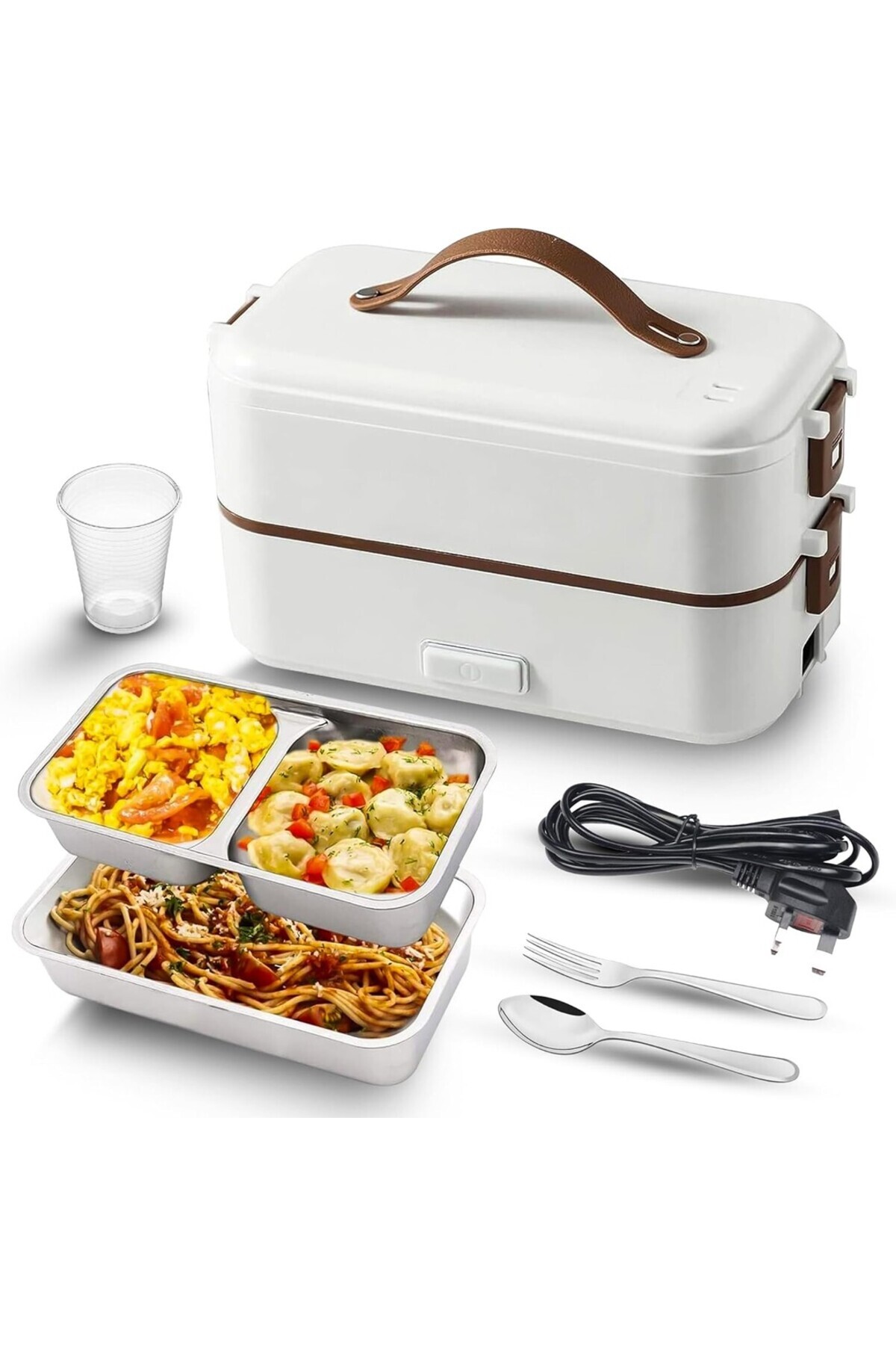 PLUS BRUSH Beyaz Elektrikli Bento Kutusu, Taşınabilir Yemek Isıtıcı ve ...