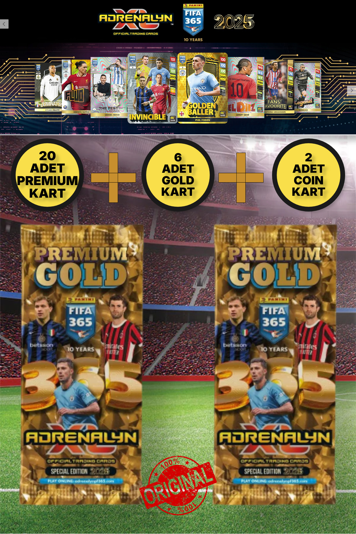 TOYFEST 2 Paket Panini Adrenalyn Fifa 365 - 2025 Premium Gold Card ...