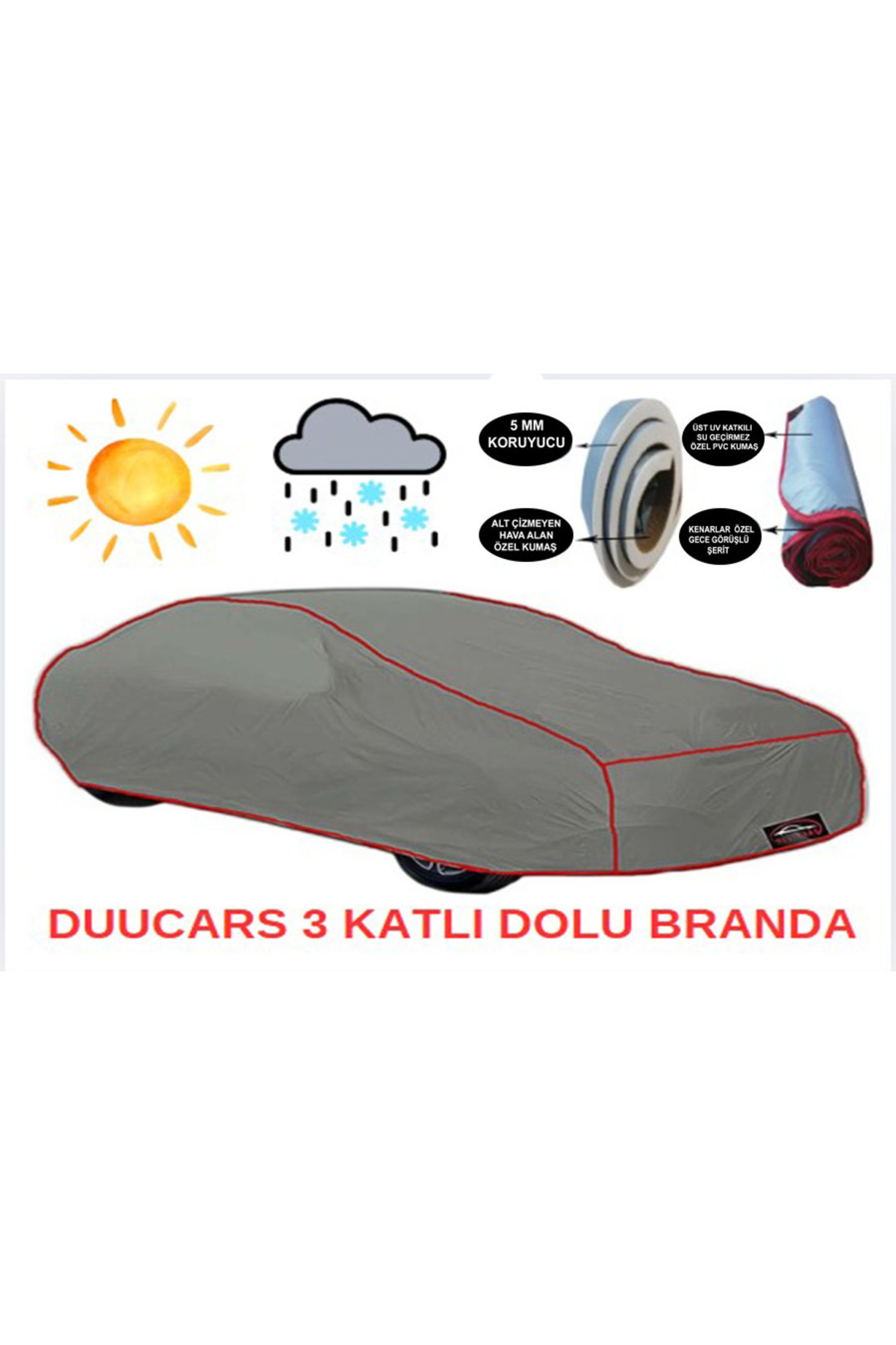 DUUCARS 3 Katlı Dolu Darbe Koruyucu FİAT EGEA Araba Brandası oto branda ...