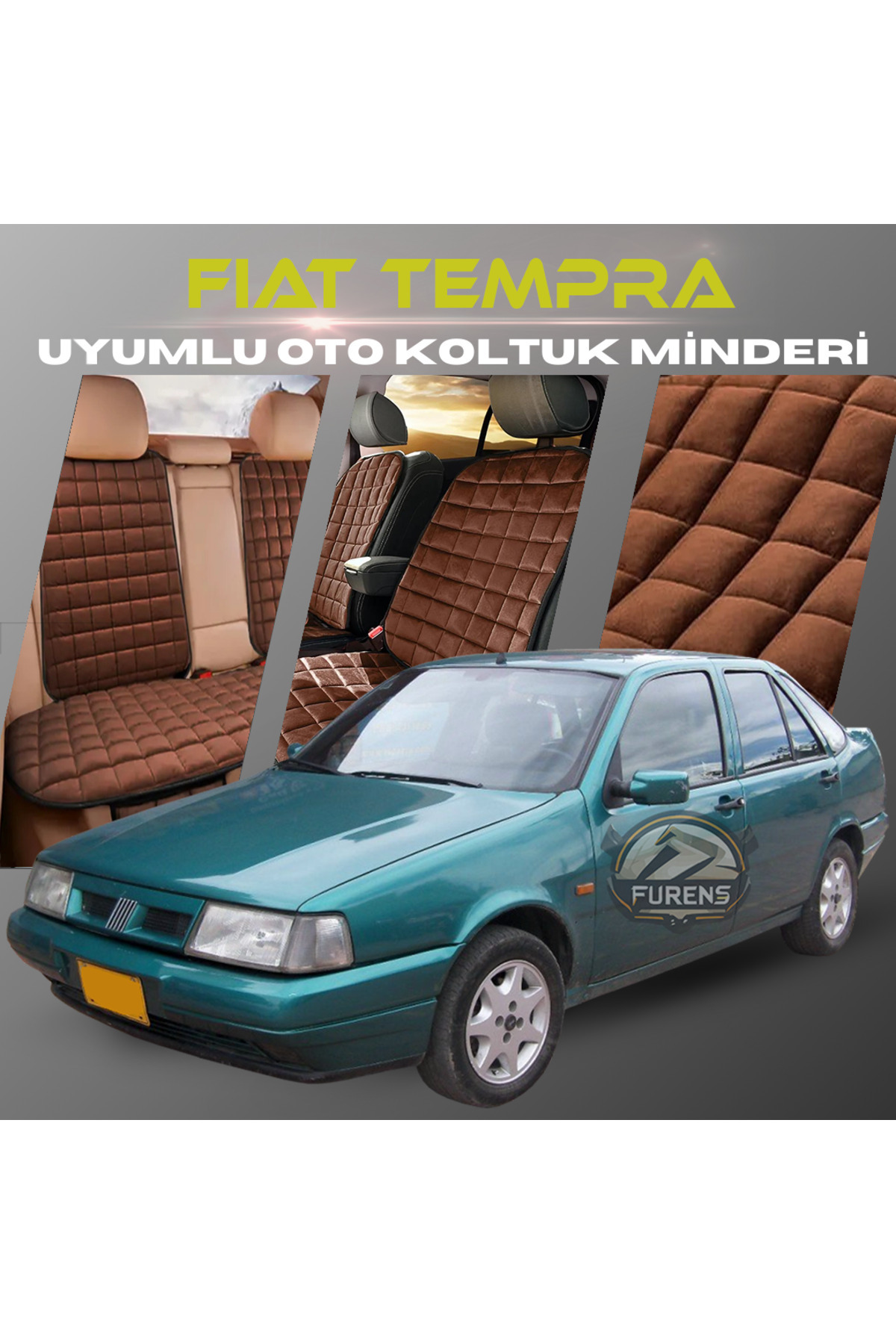 Furens Fiat Tempra Kahverengi Renk Tay Tüyü Cepli & Terletmez Sırtlı Oto Koltuk Minder Seti ...