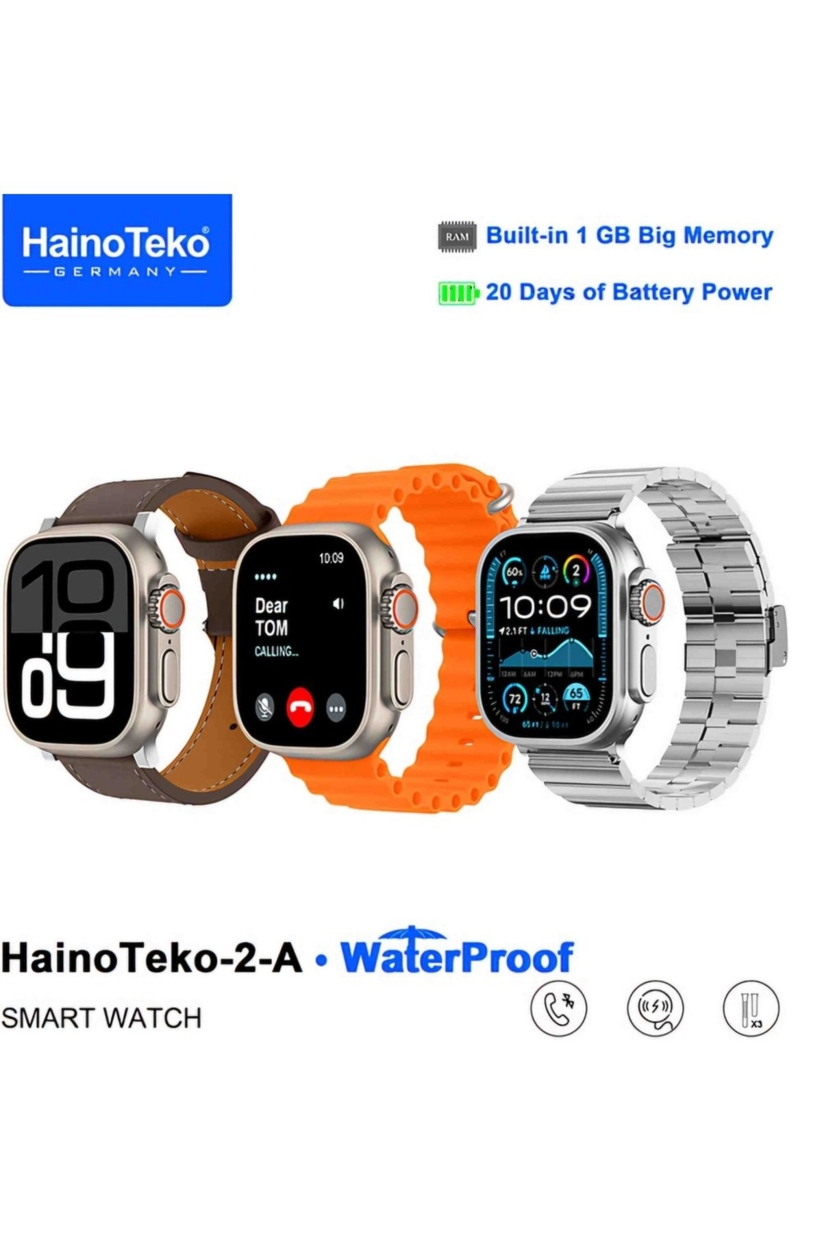 haino teko germany Hainoteko Germany Ultra 2A 49MM Akıllı Saat 3 Kordon ...