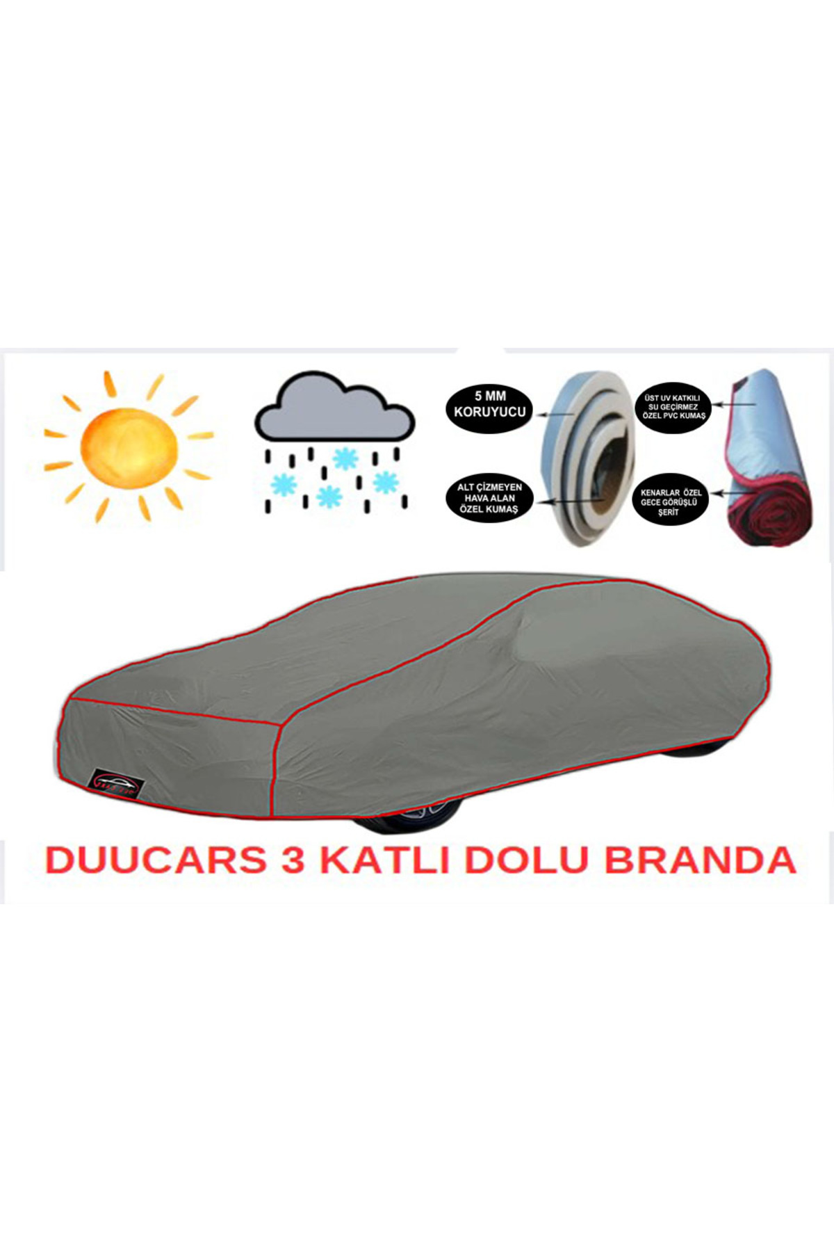 DUUCARS 3 Katlı Dolu Darbe Koruyucu TOYOTA COROLLA Araba Brandası oto ...