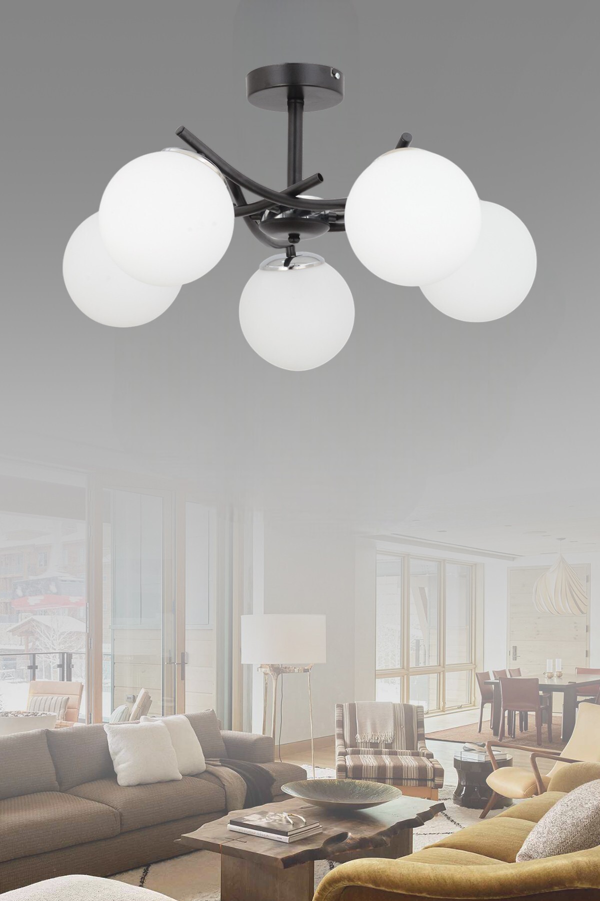 ESSLİGHT Çağrı 5 Li Modern (BEYAZ CAMLI) Salon Yatak Odası Mutfak Genç ...