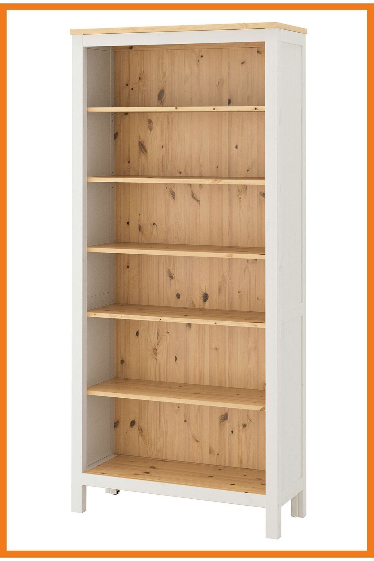 Alony Home Hemnes Kitaplık Beyaz Vernik 90 X 197 Cm Açık Kahverengi ...